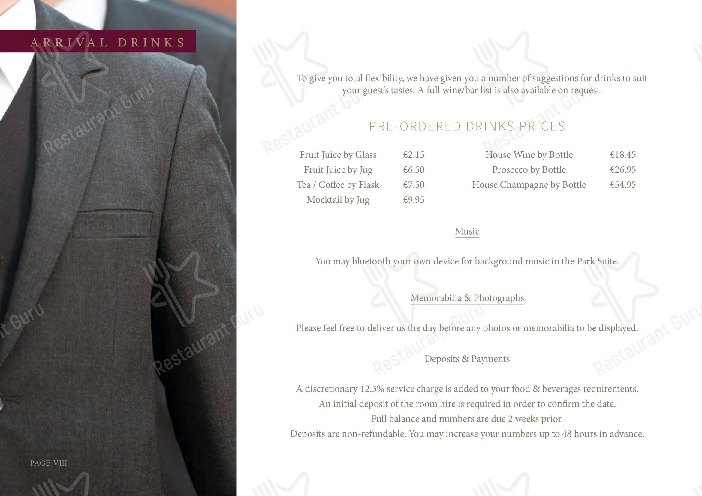 Menu at The Grange Restaurant, Wallington, Beddington Park