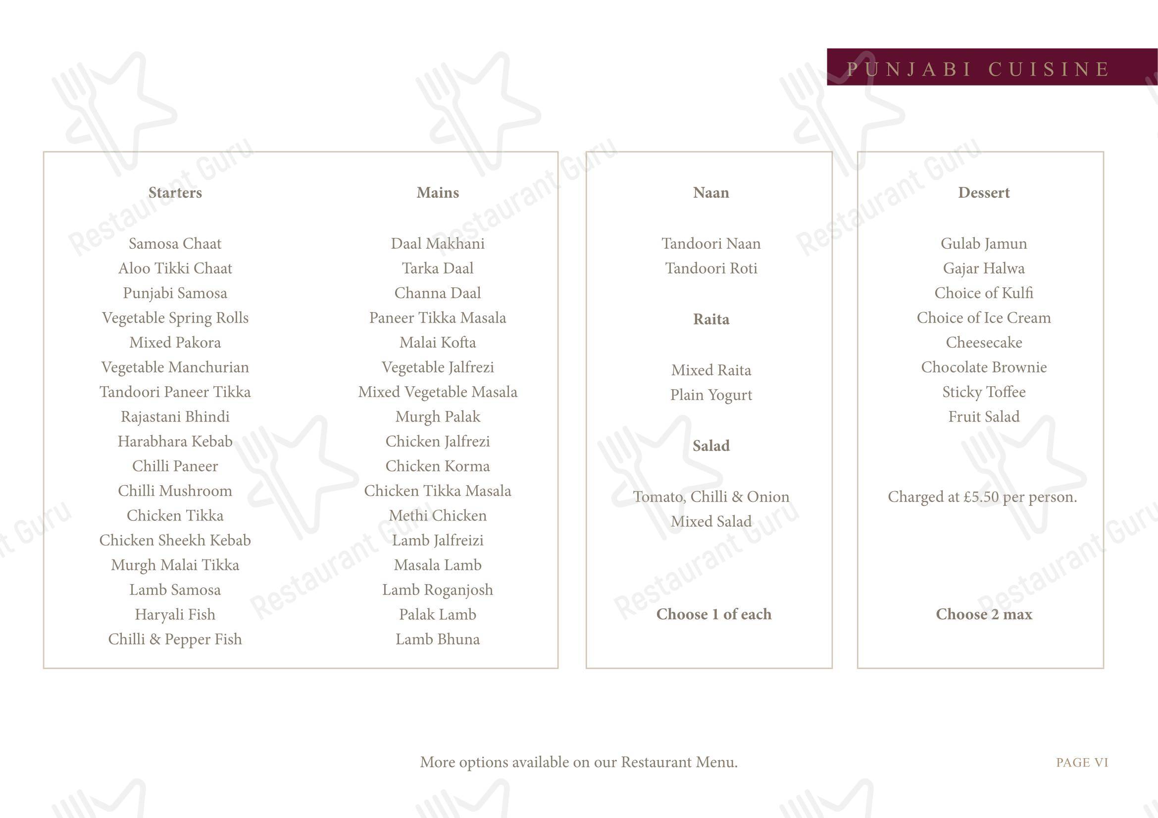 Menu at The Grange Restaurant, Wallington, Beddington Park