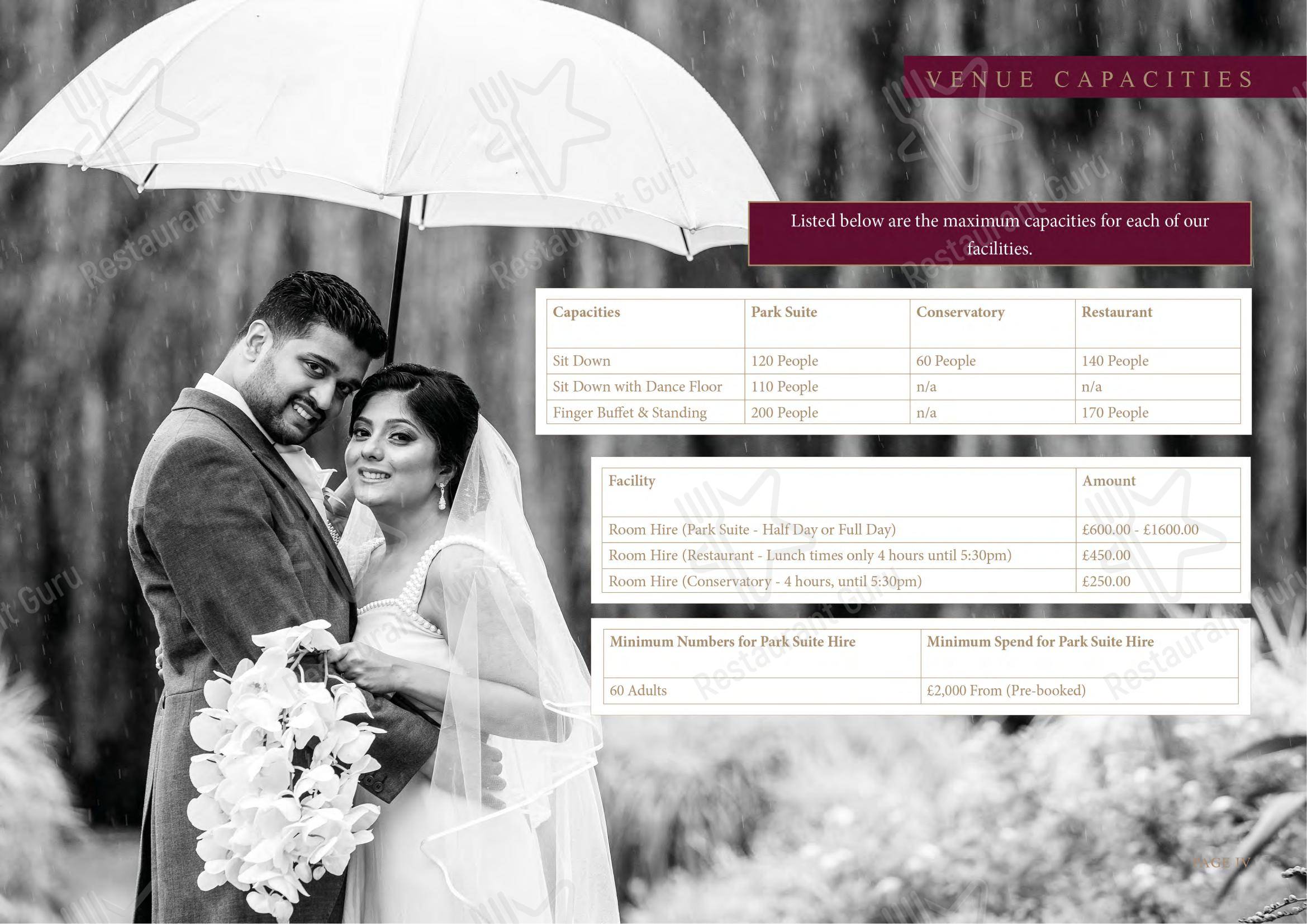 Menu at The Grange Restaurant, Wallington, Beddington Park