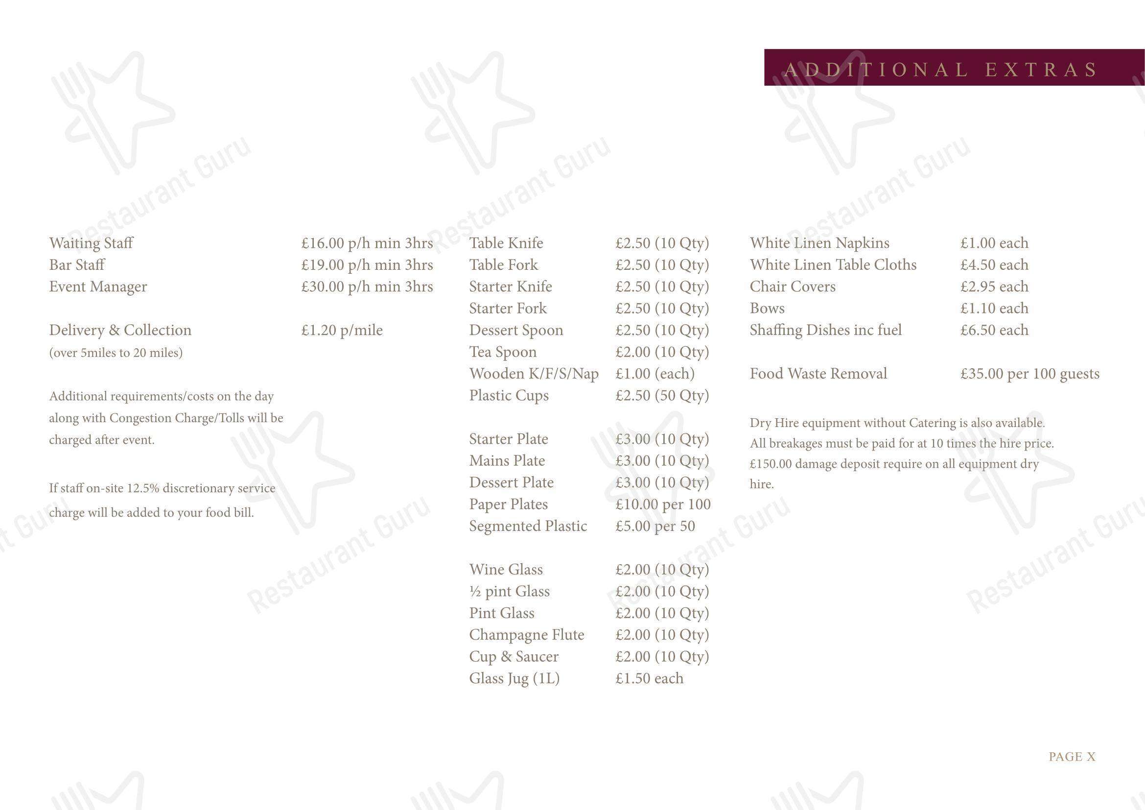 Menu at The Grange Restaurant, Wallington, Beddington Park