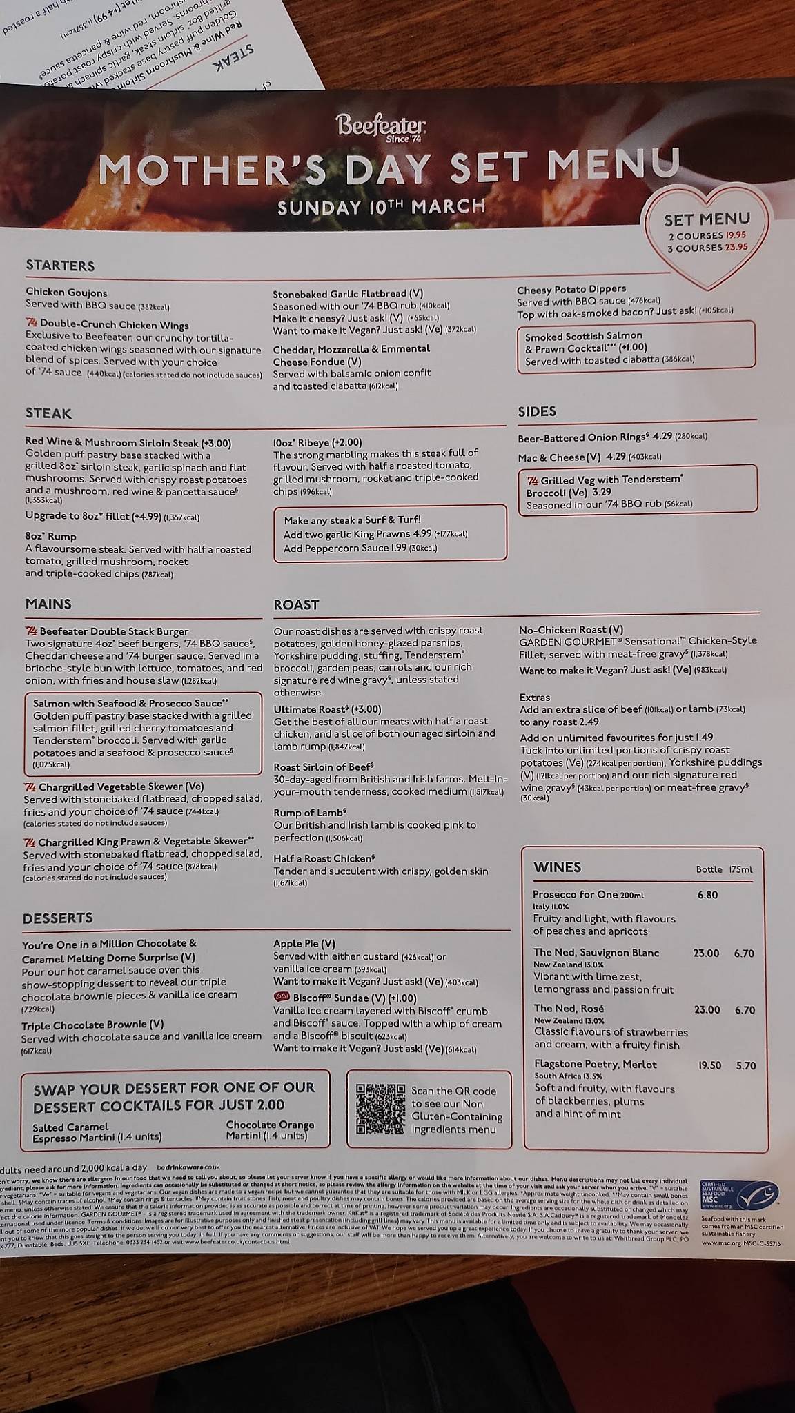 Menu at The Grapes Beefeater pub & bar, Hayes, 362 Uxbridge Rd