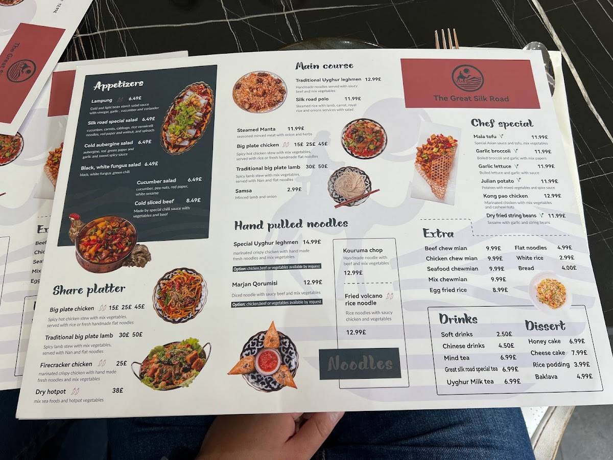 Menu at The Great Silk Road restaurant, London