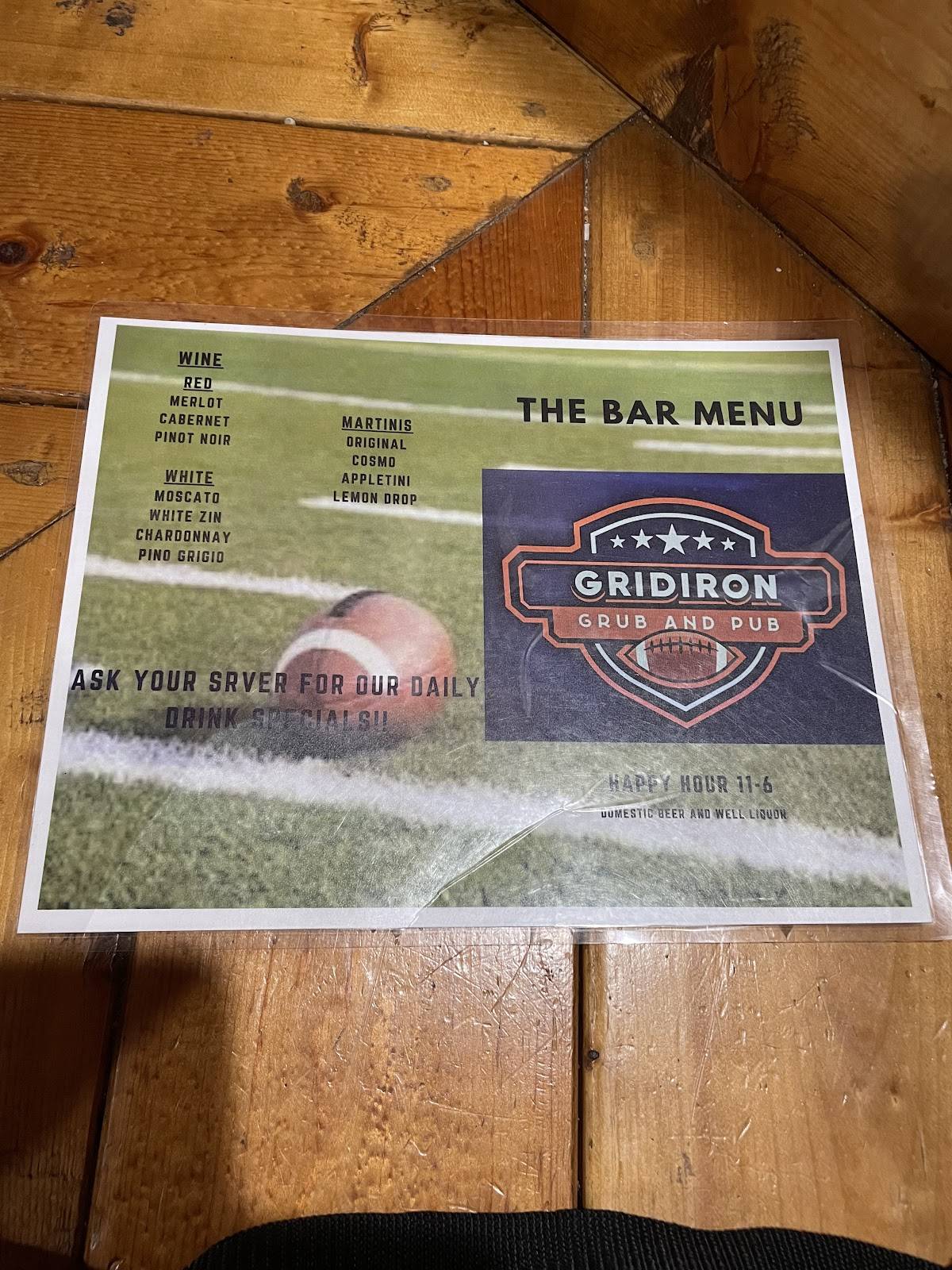 Menu at The Gridiron Grub and Pub, Centre