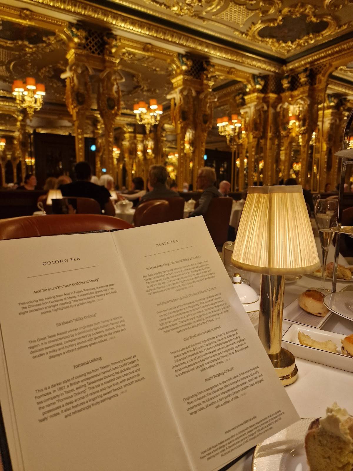 Menu at The Grill Room at Café Royal restaurant, London, Hotel