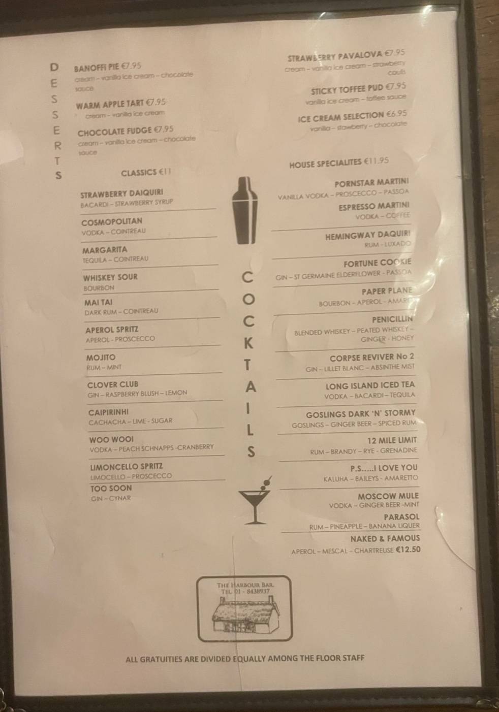 Menu at The Harbour Bar - Bar & Restaurant, Rush, 120-121 Lower Main St
