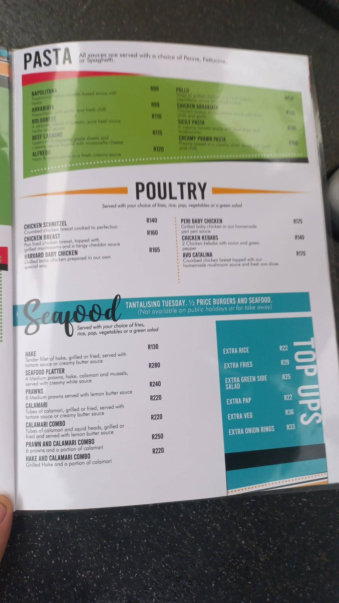 Menu at The Harvard Cafe Rand Airport, Germiston, Main Terminal Building
