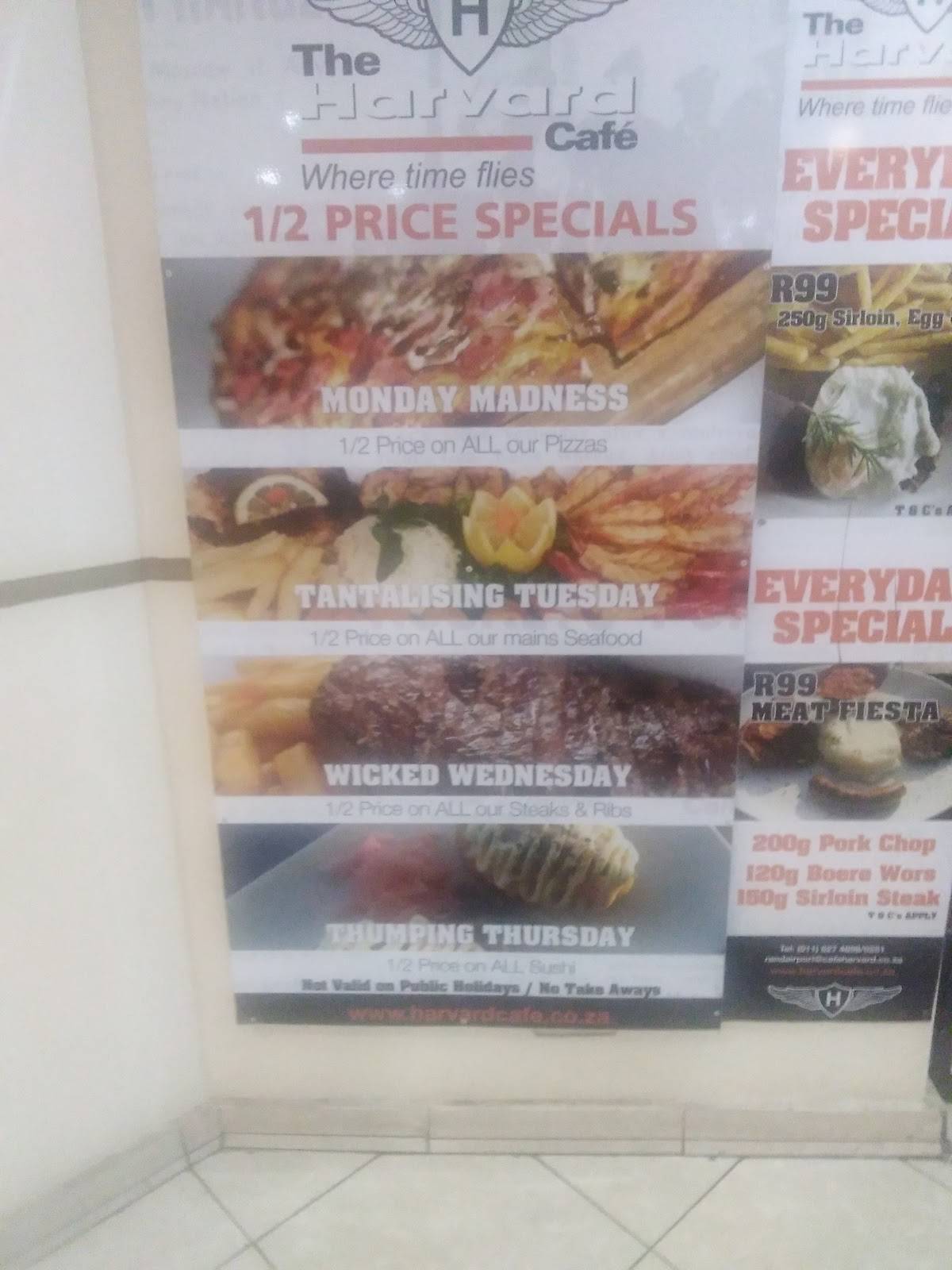 Menu at The Harvard Cafe Rand Airport, Germiston, Main Terminal Building