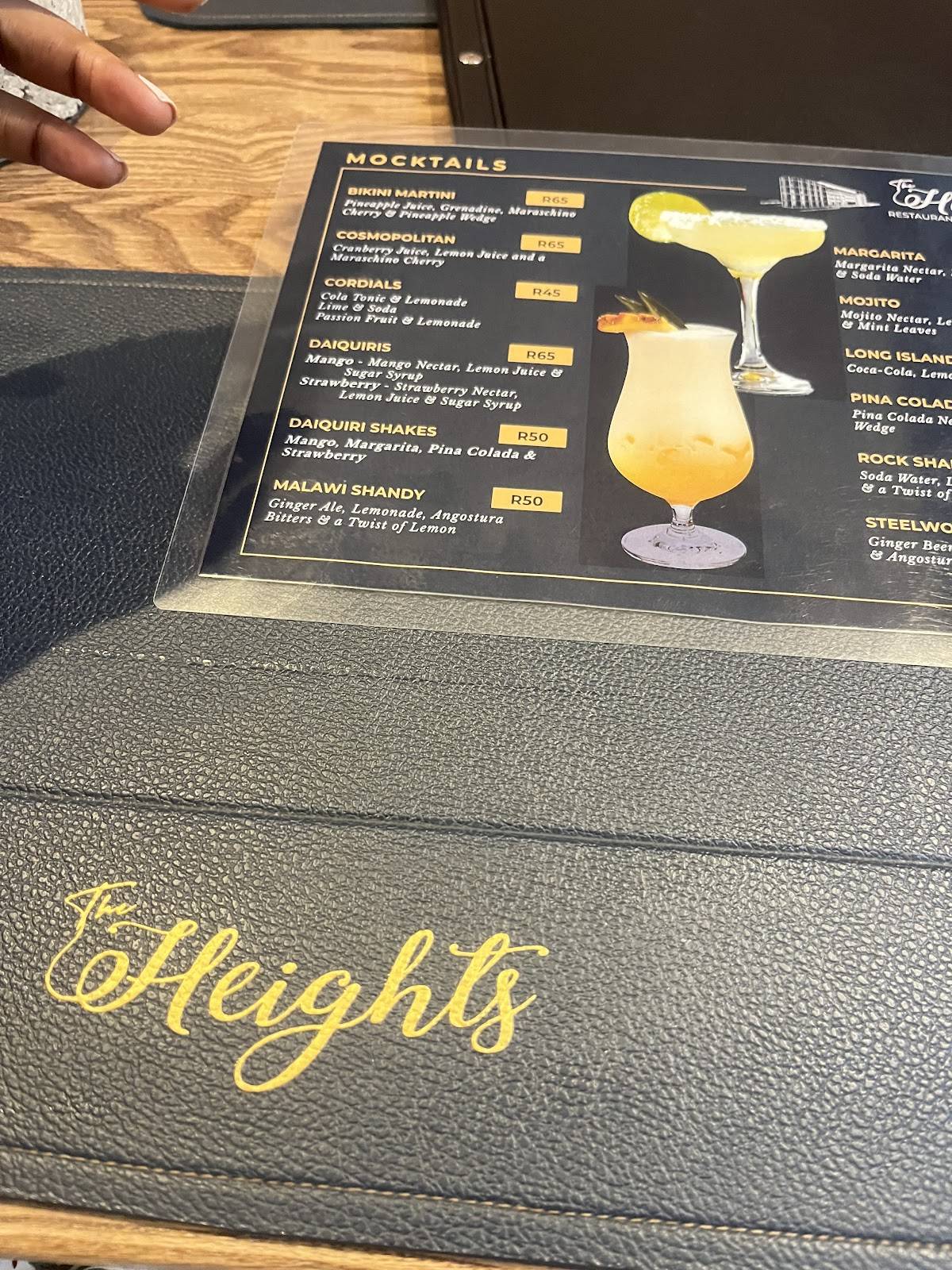 Menu at The Heights Restaurant & Bistro, Kimberley
