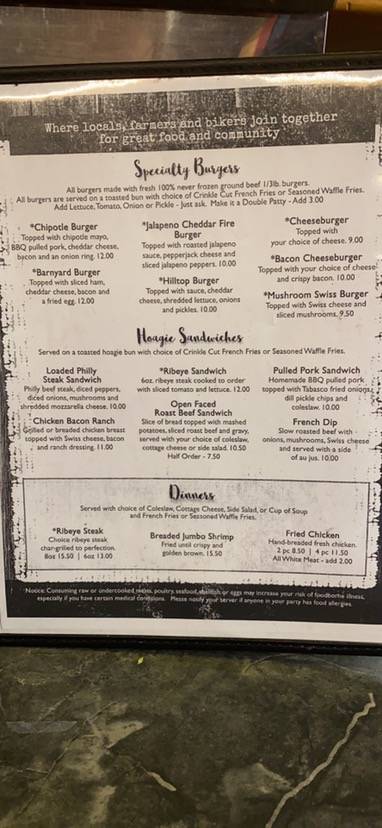 Menu at The Hilltop at Menominee pub & bar, Menominee