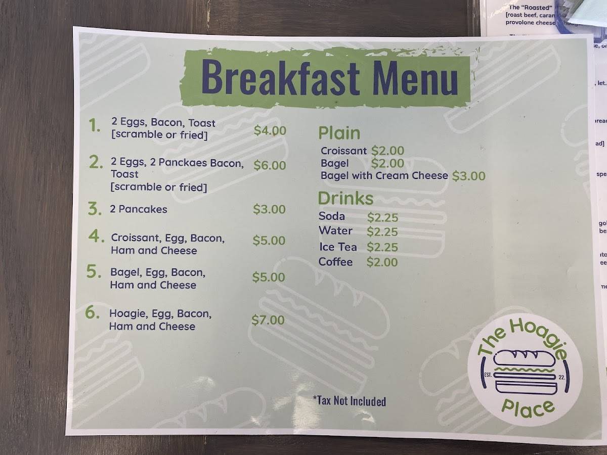 Menu at The Hoagie Place restaurant, Winter Haven
