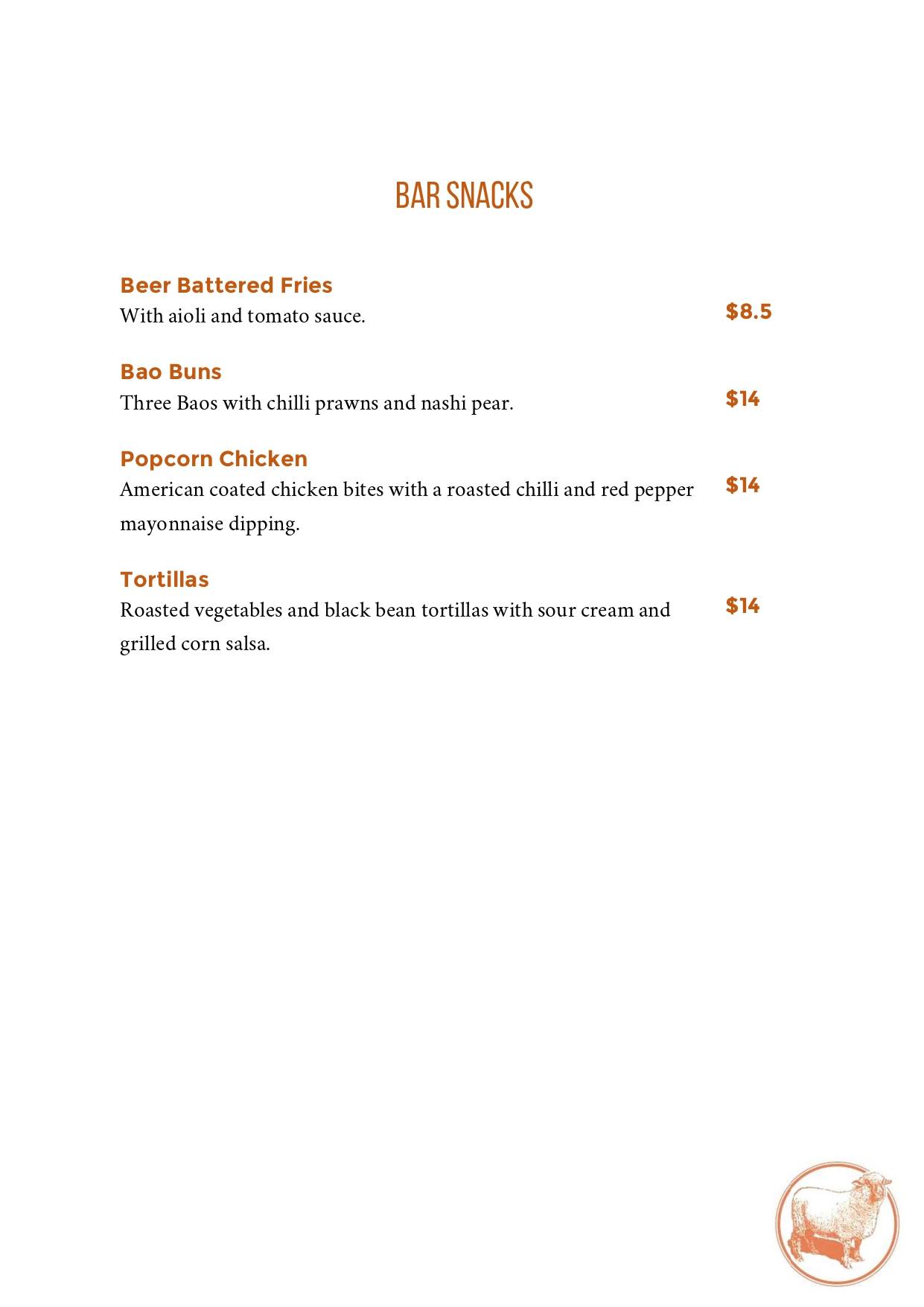 Menu at The Hogget cafe, Hawarden