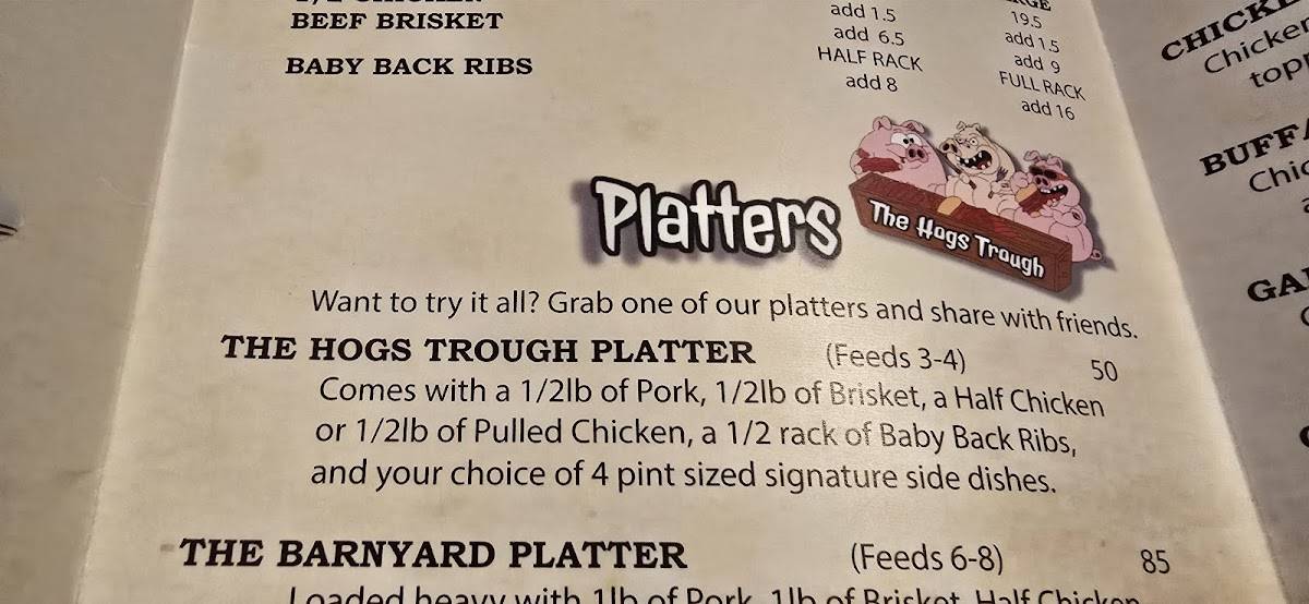 Menu at The Hog’s Trough BBQ, Grayson, KY-7