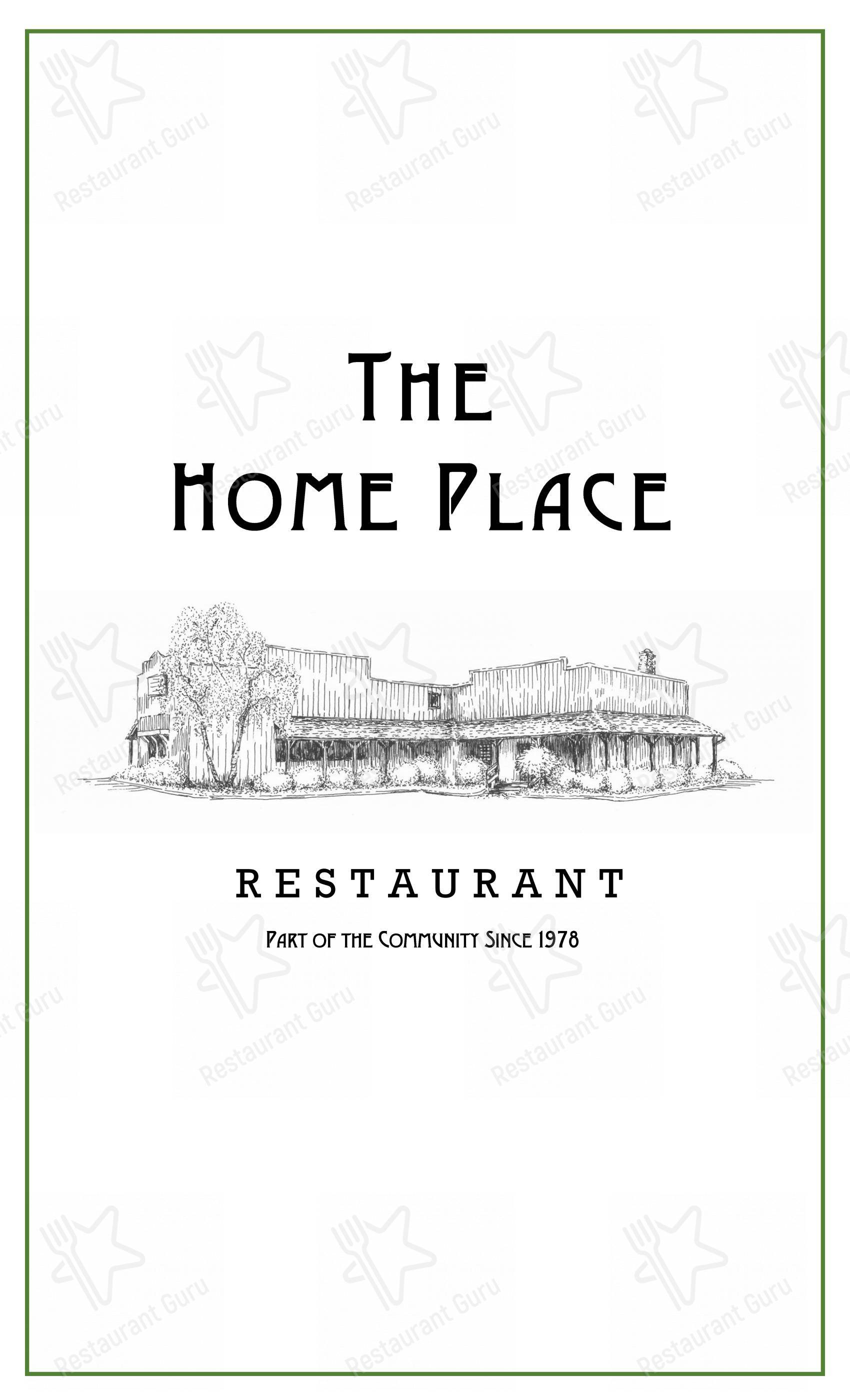 Menu at The Home Place Restaurant, Silverton