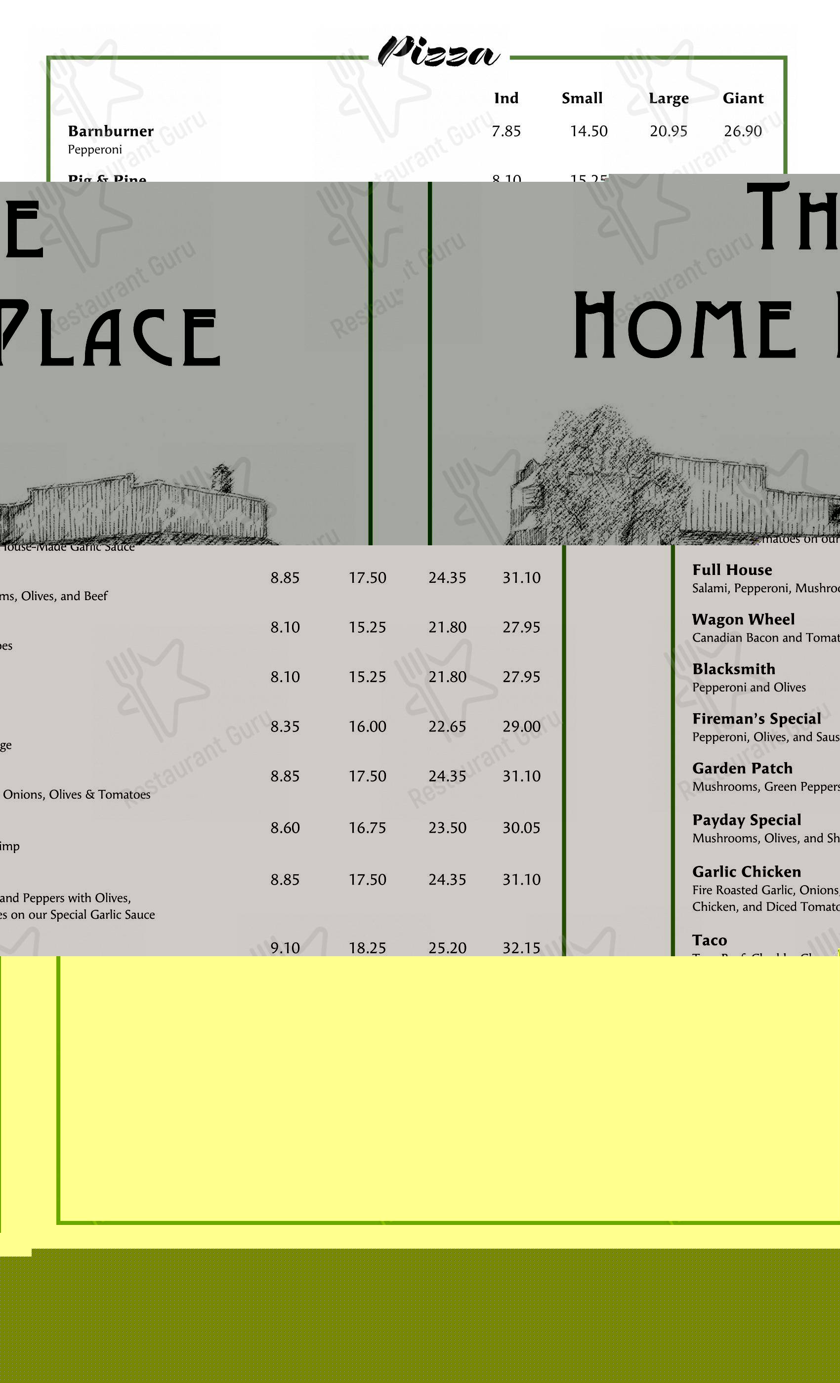 Menu at The Home Place Restaurant, Silverton