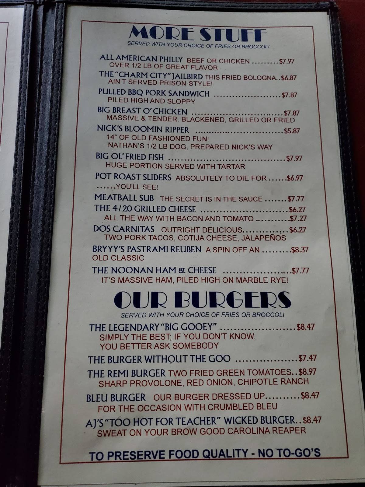 Menu at The Joint St. Pete pub & bar, Saint Petersburg