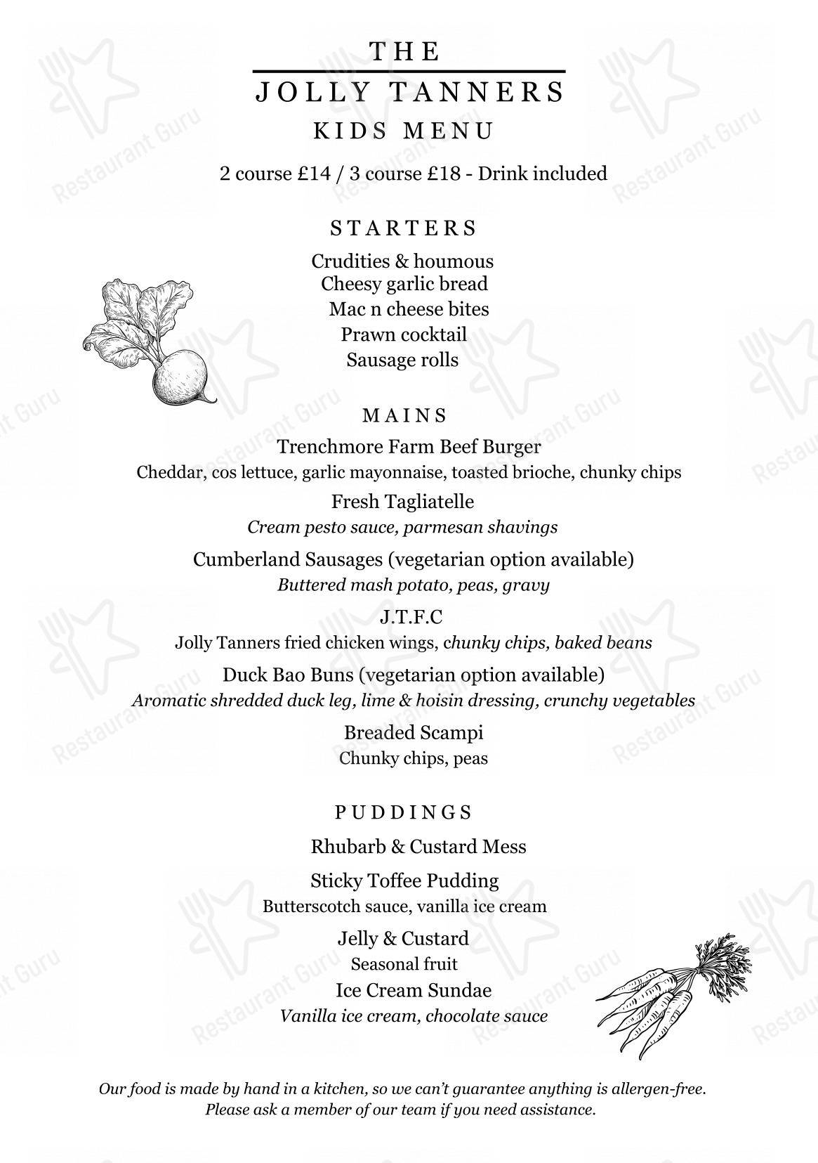 Menu at The Jolly Tanners pub & bar, Handcross