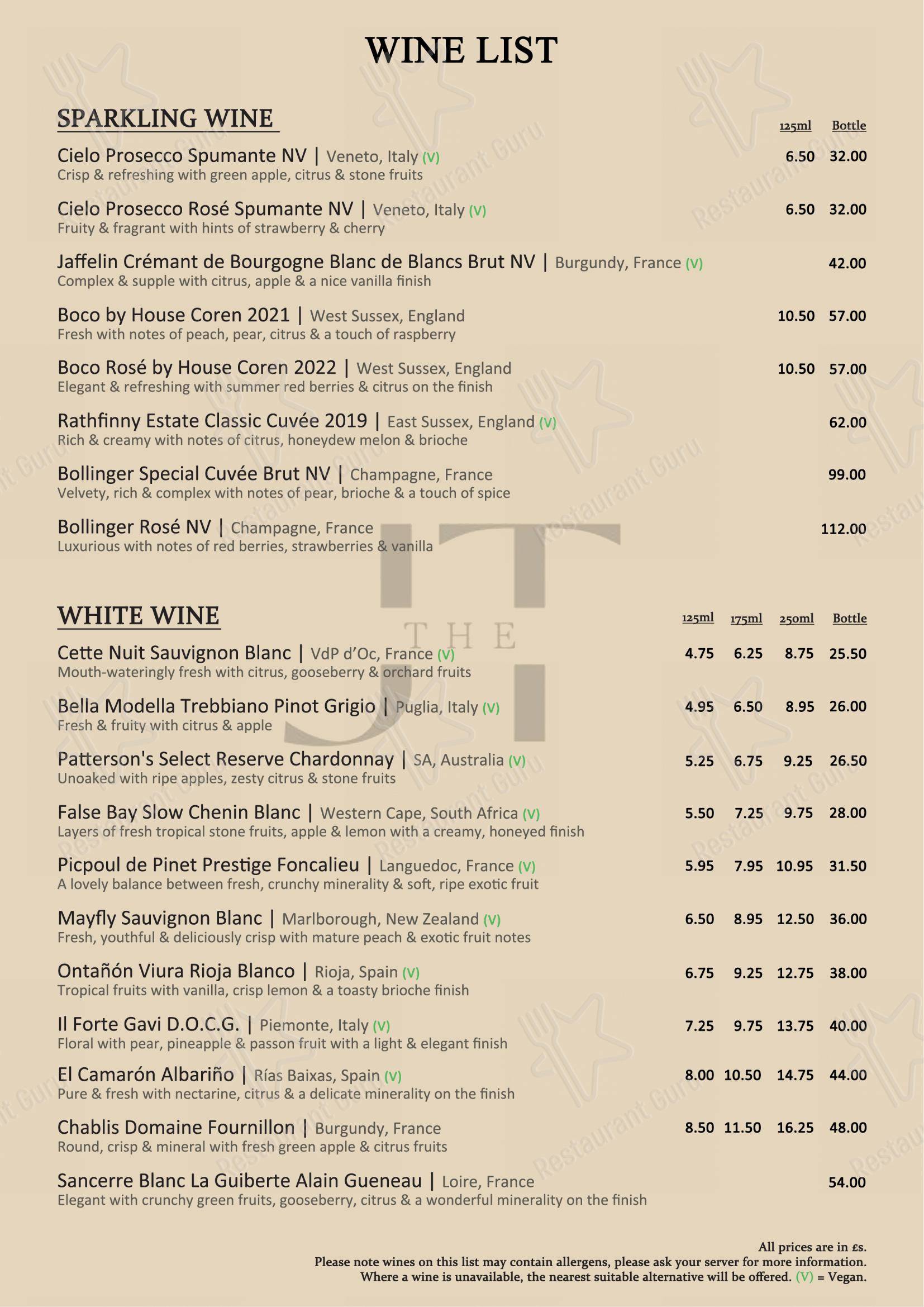 Menu at The Jolly Tanners pub & bar, Handcross