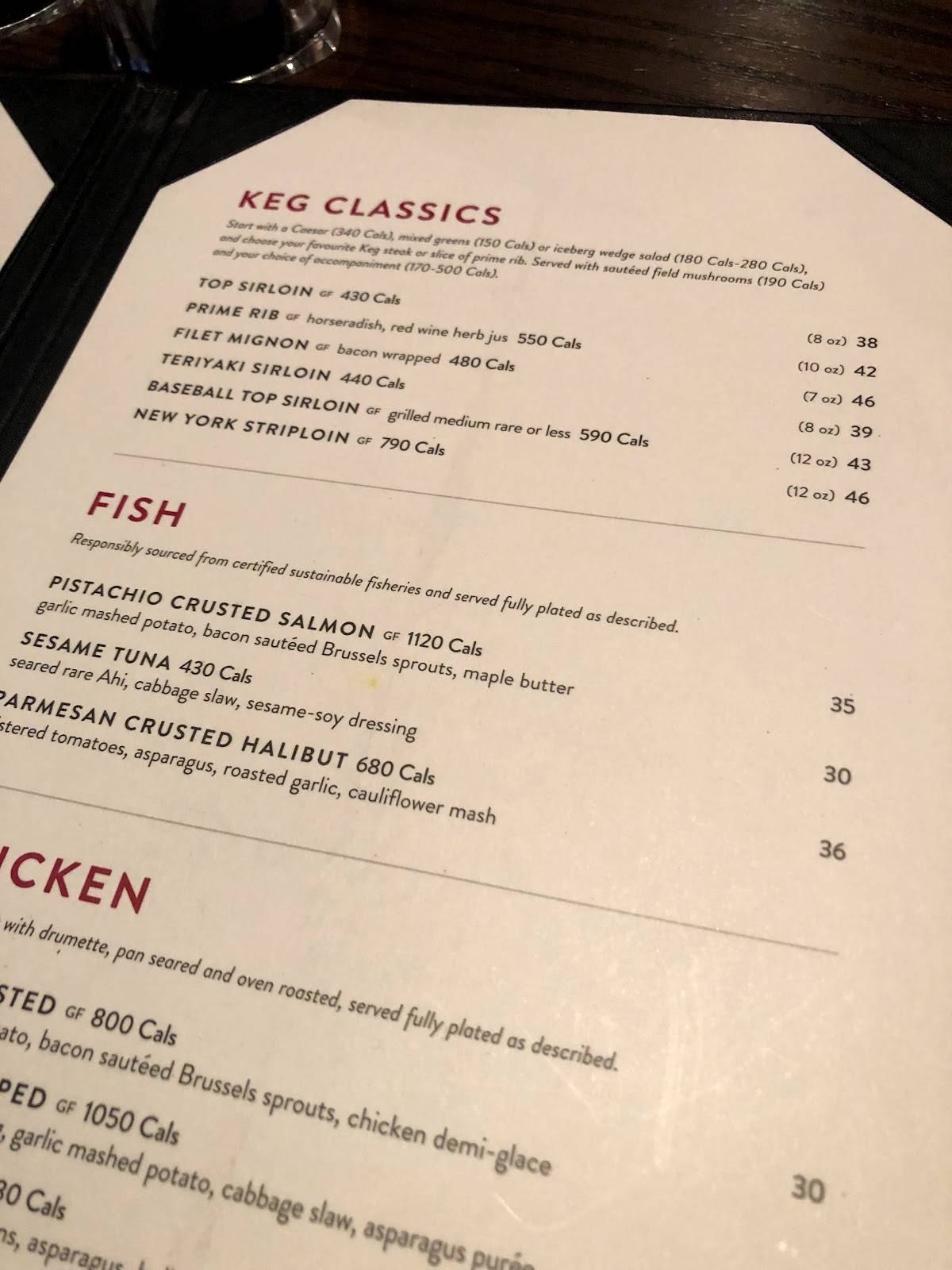 Menu at The Keg Steakhouse + Bar - Kingston, Kingston, 300 King St E