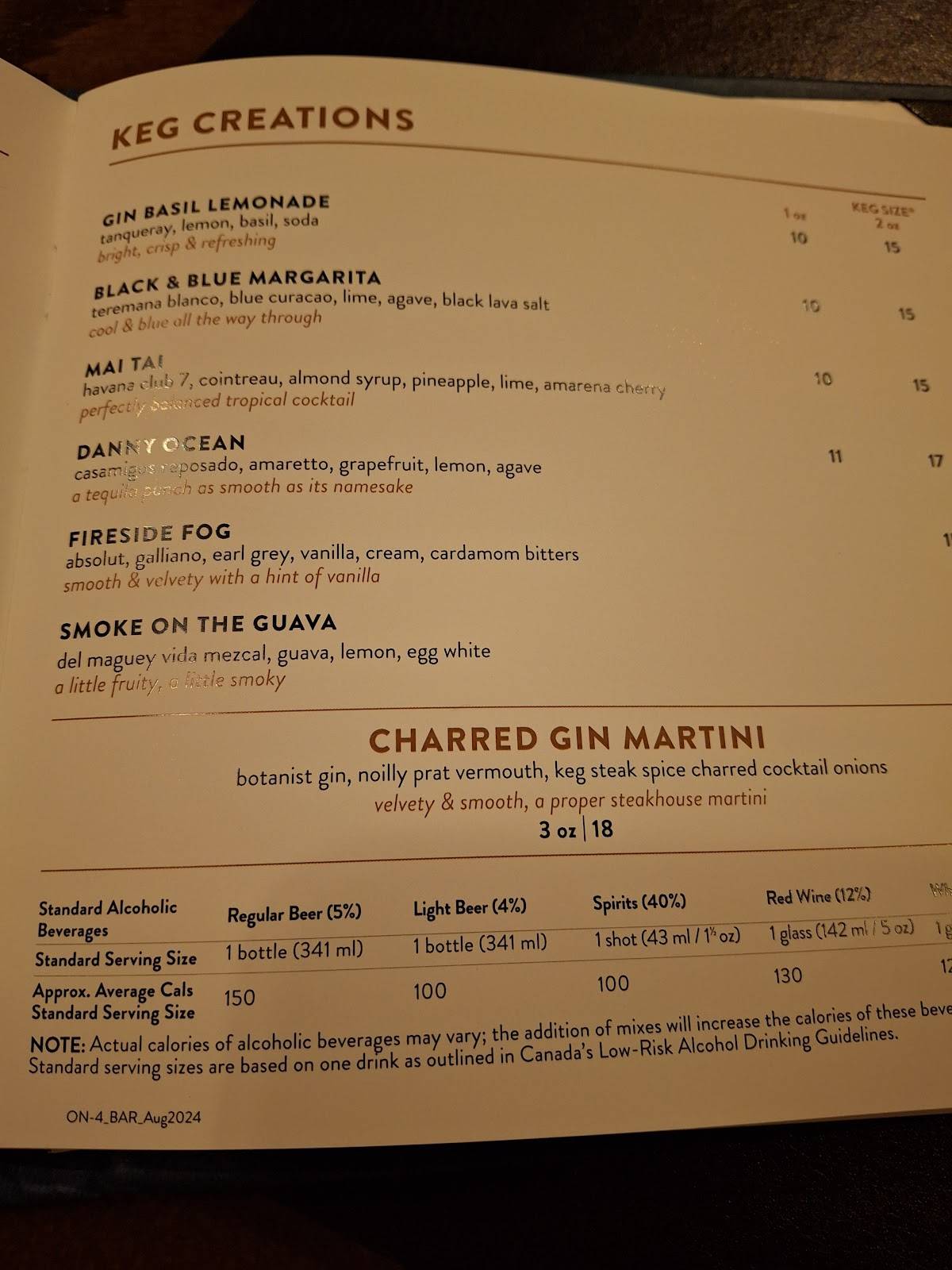 Menu at The Keg Steakhouse + Bar - Kingston, Kingston, 300 King St E