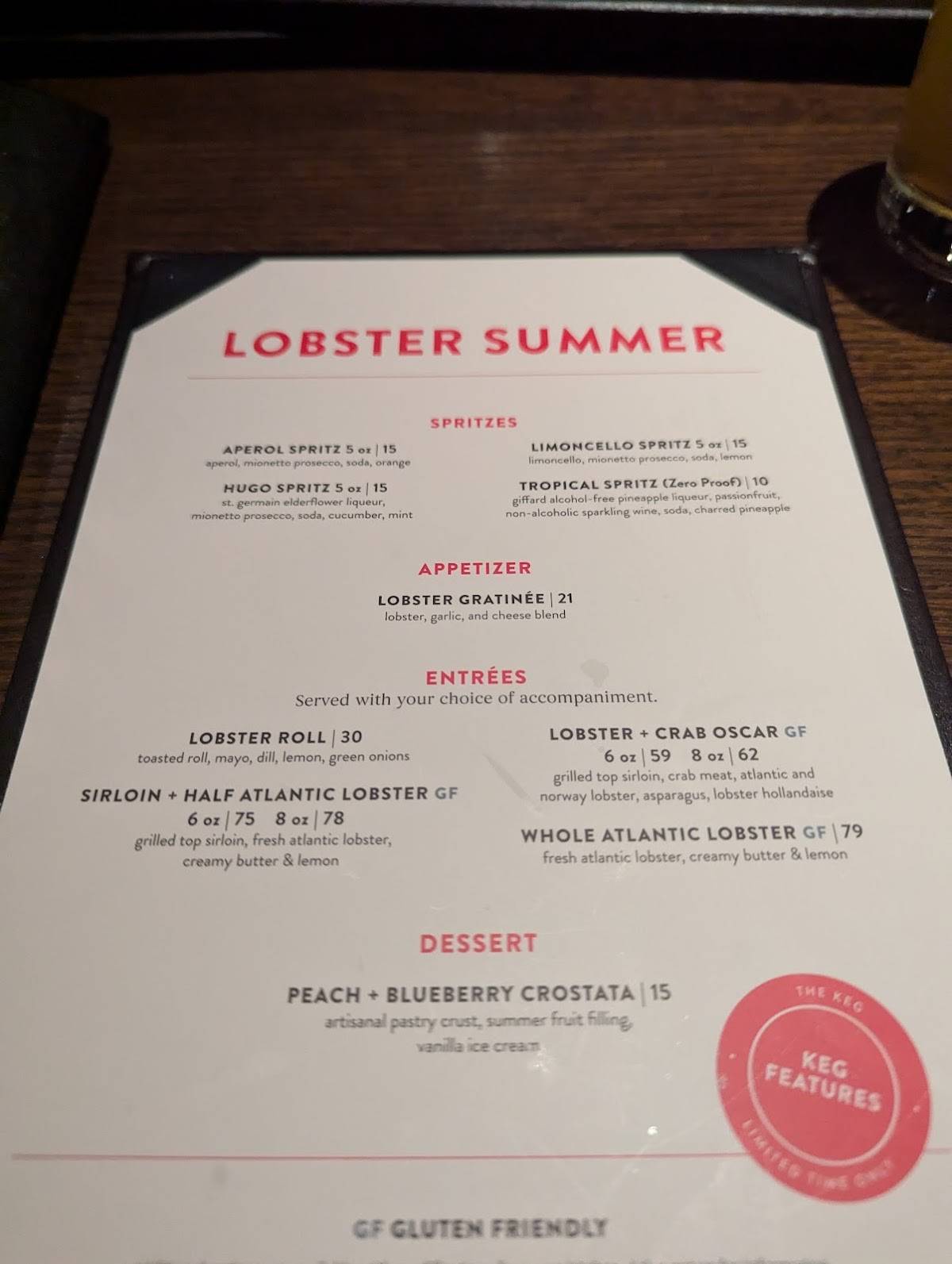 Menu au The Keg Steakhouse & Bar - Niagara Falls Courtyard, Niagara ...