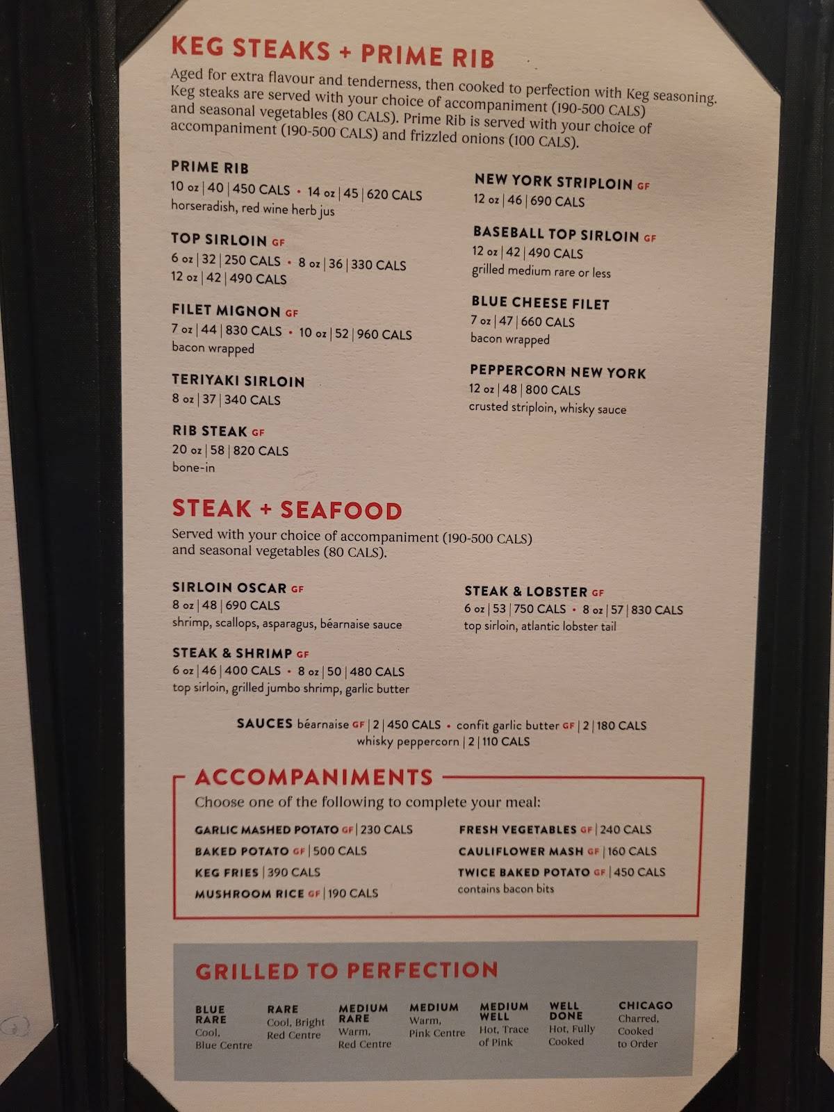 Menu at The Keg Steakhouse + Bar - St. Catharines, St. Catharines