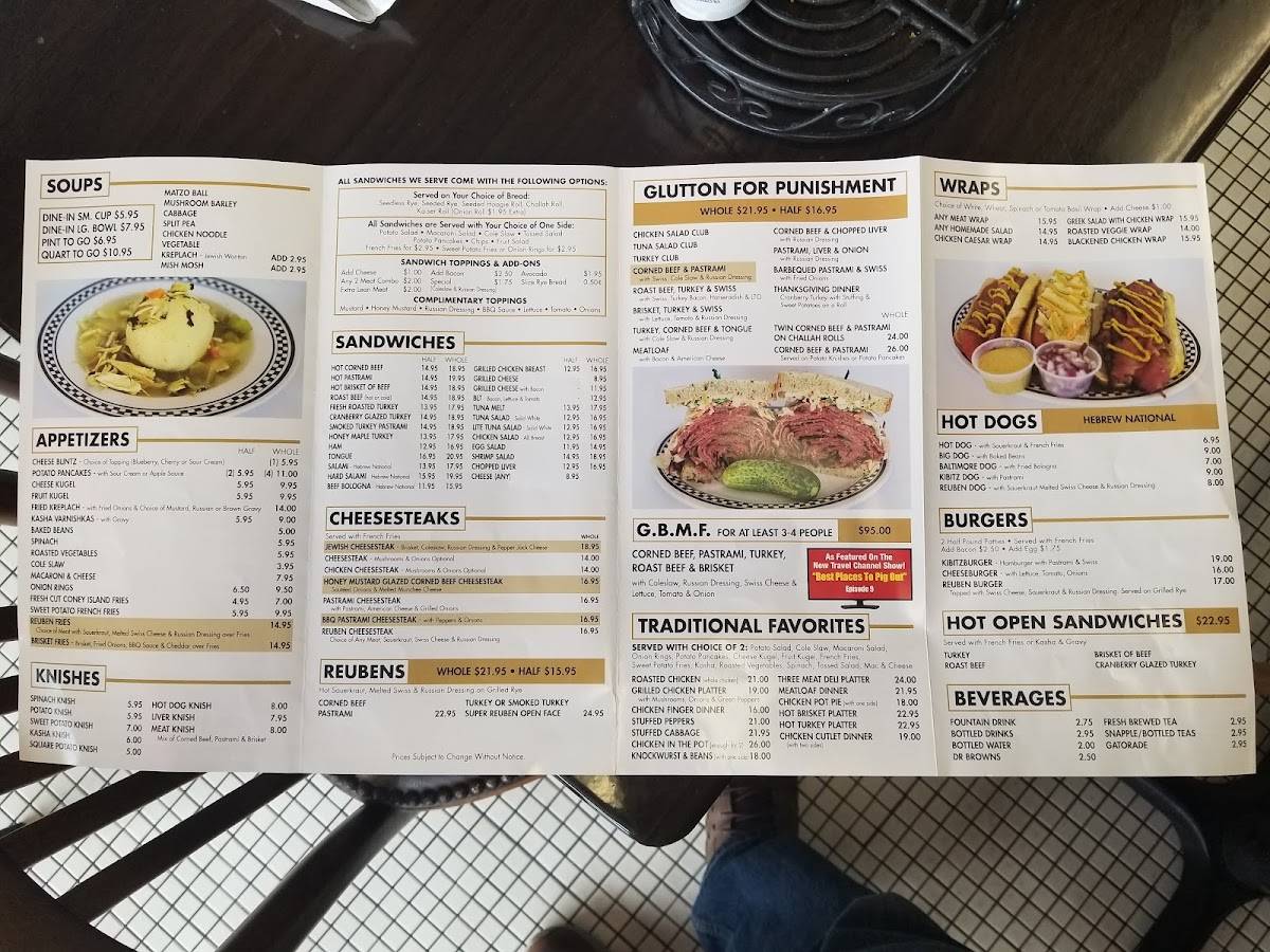 Menu at The Kibitz Room - Cherry Hill, NJ restaurant, Cherry Hill
