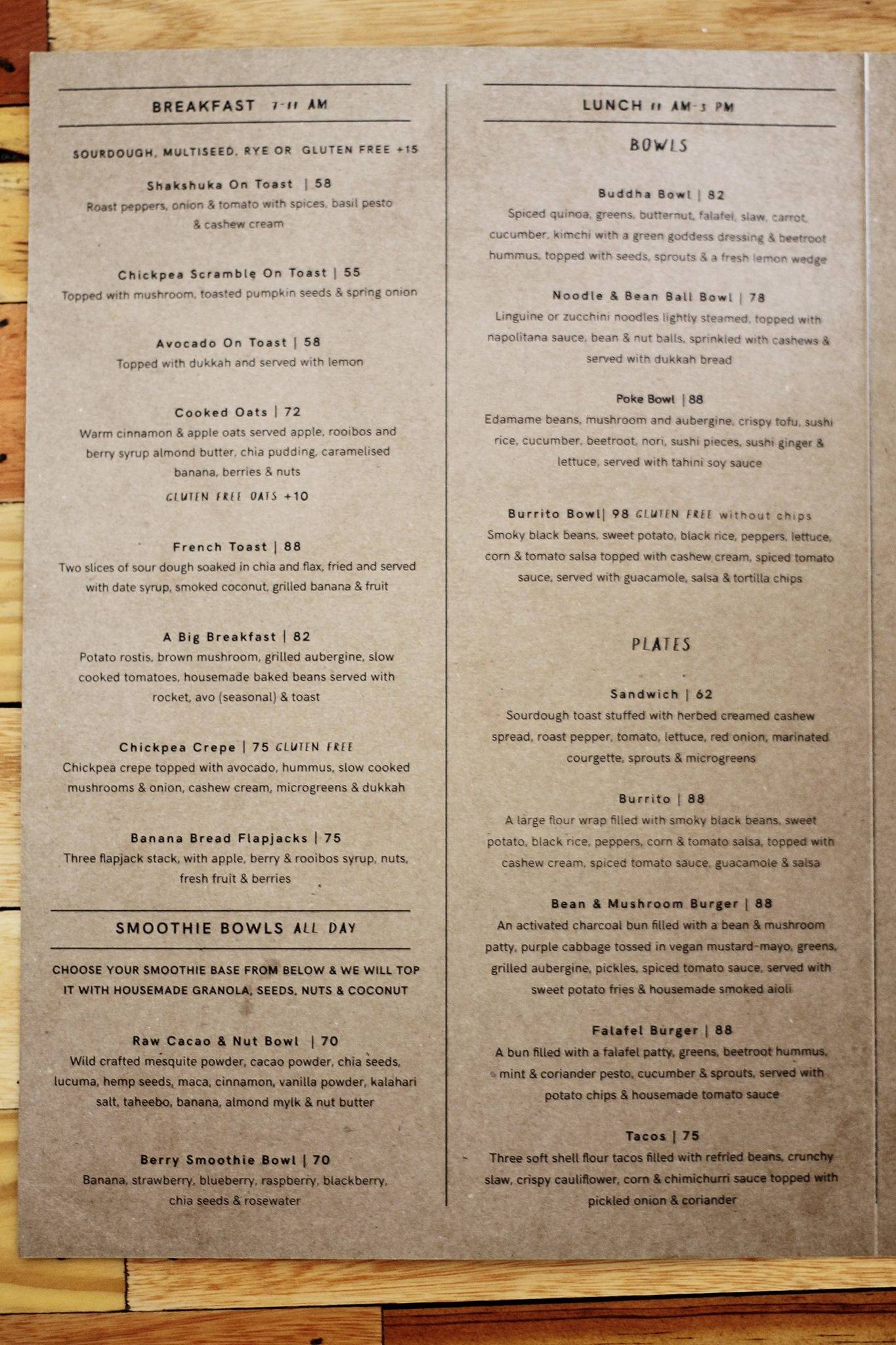Speisekarte von The Kindred Kitchen restaurant, Port Elizabeth