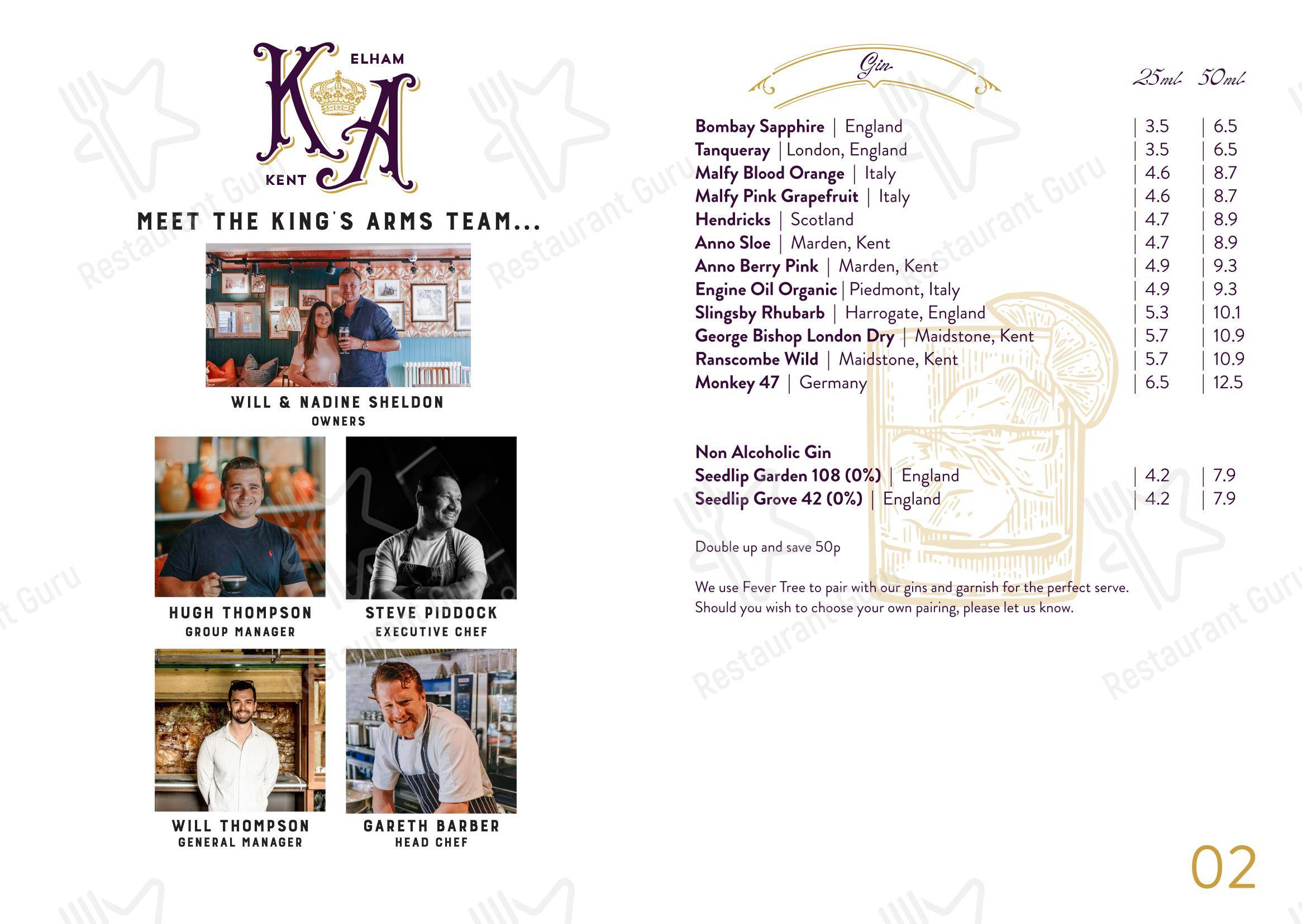 Menu at The Kings Arms pub & bar, Elham