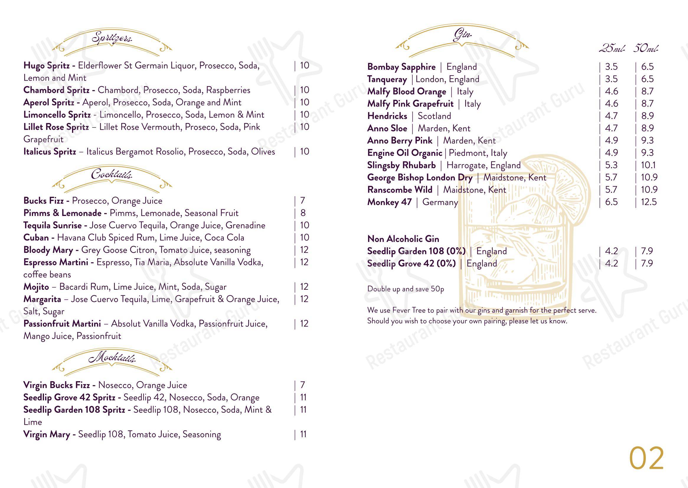 Menu at The Kings Arms pub & bar, Elham