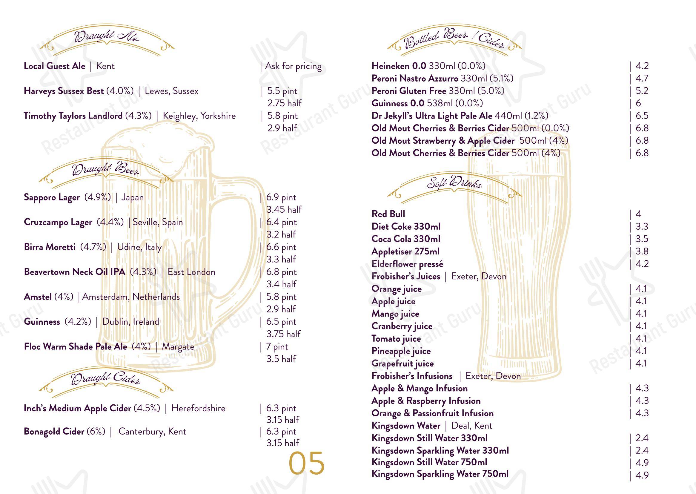 Menu at The Kings Arms pub & bar, Elham