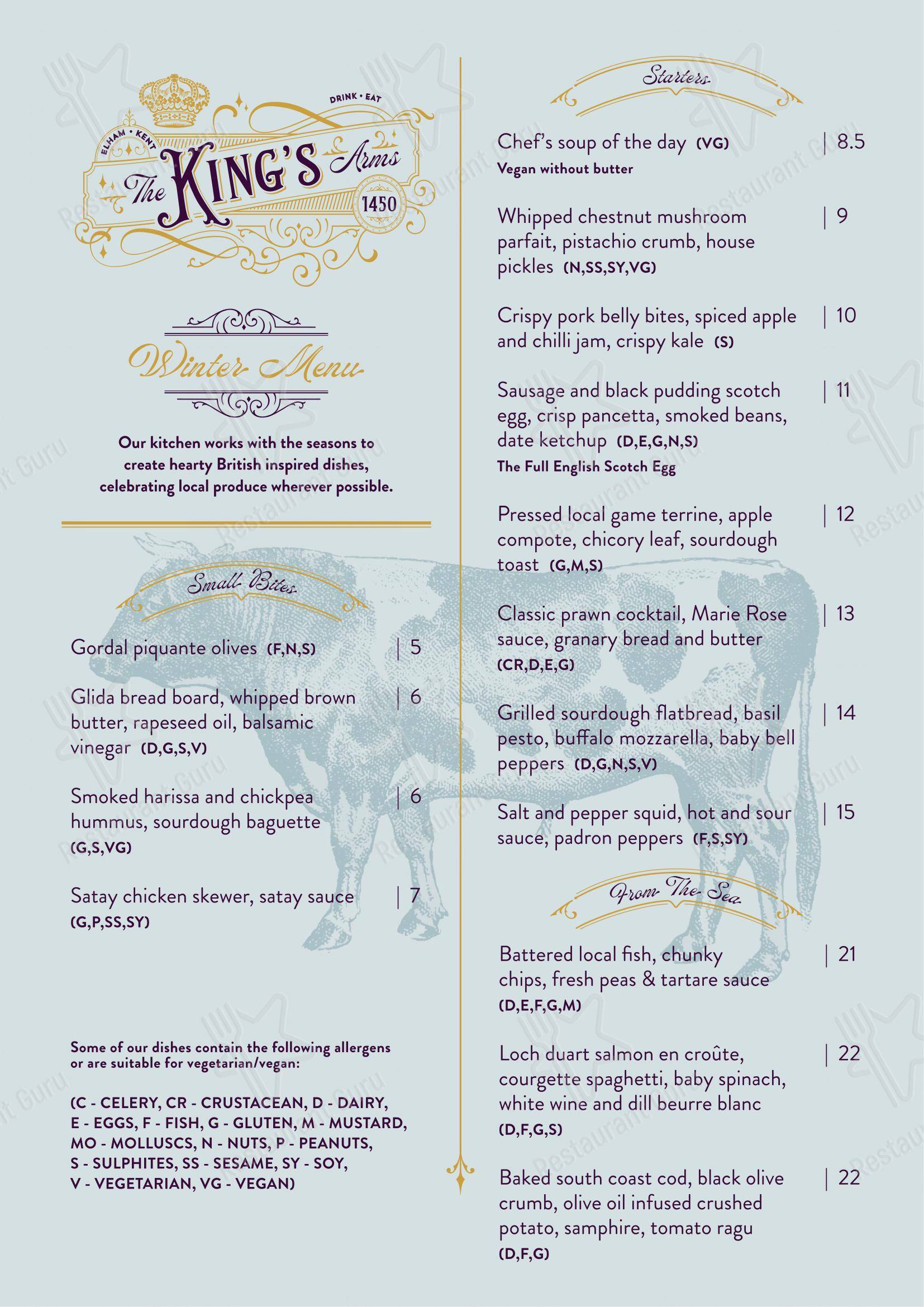 Menu at The Kings Arms pub & bar, Elham