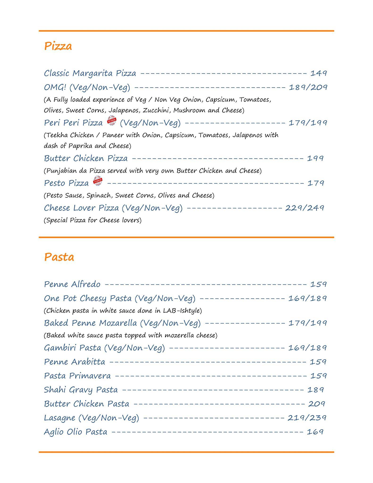 Menu at The LAB Cafe, Delhi