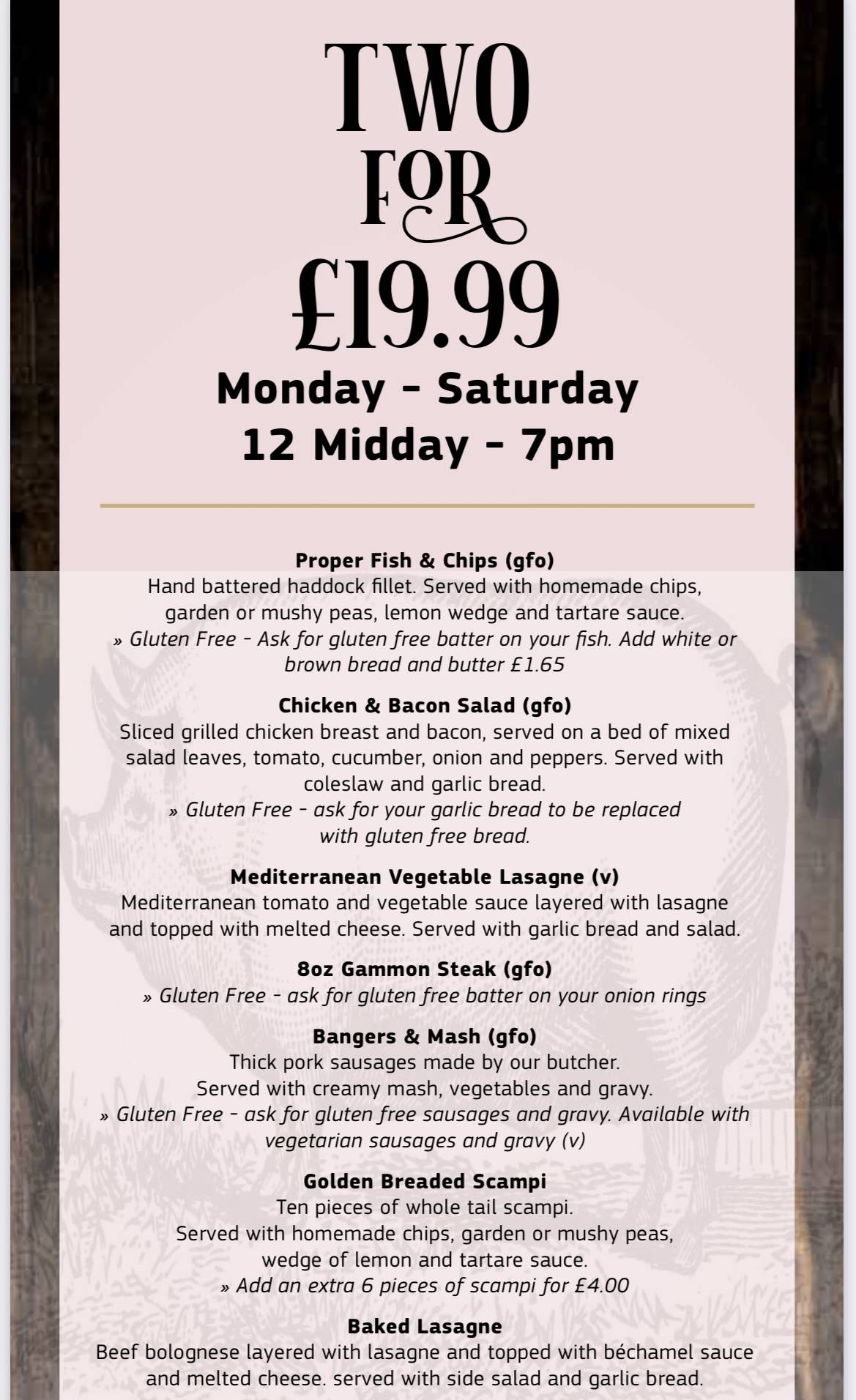 Menu at The Larch Farm pub & bar, Ravenshead