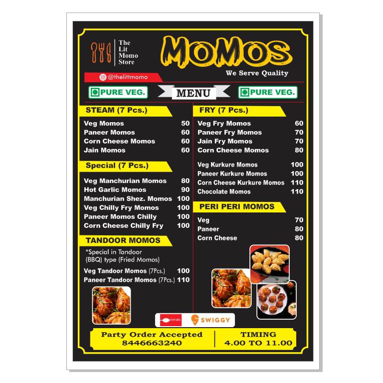 Menu at The Lit Momos, Pune