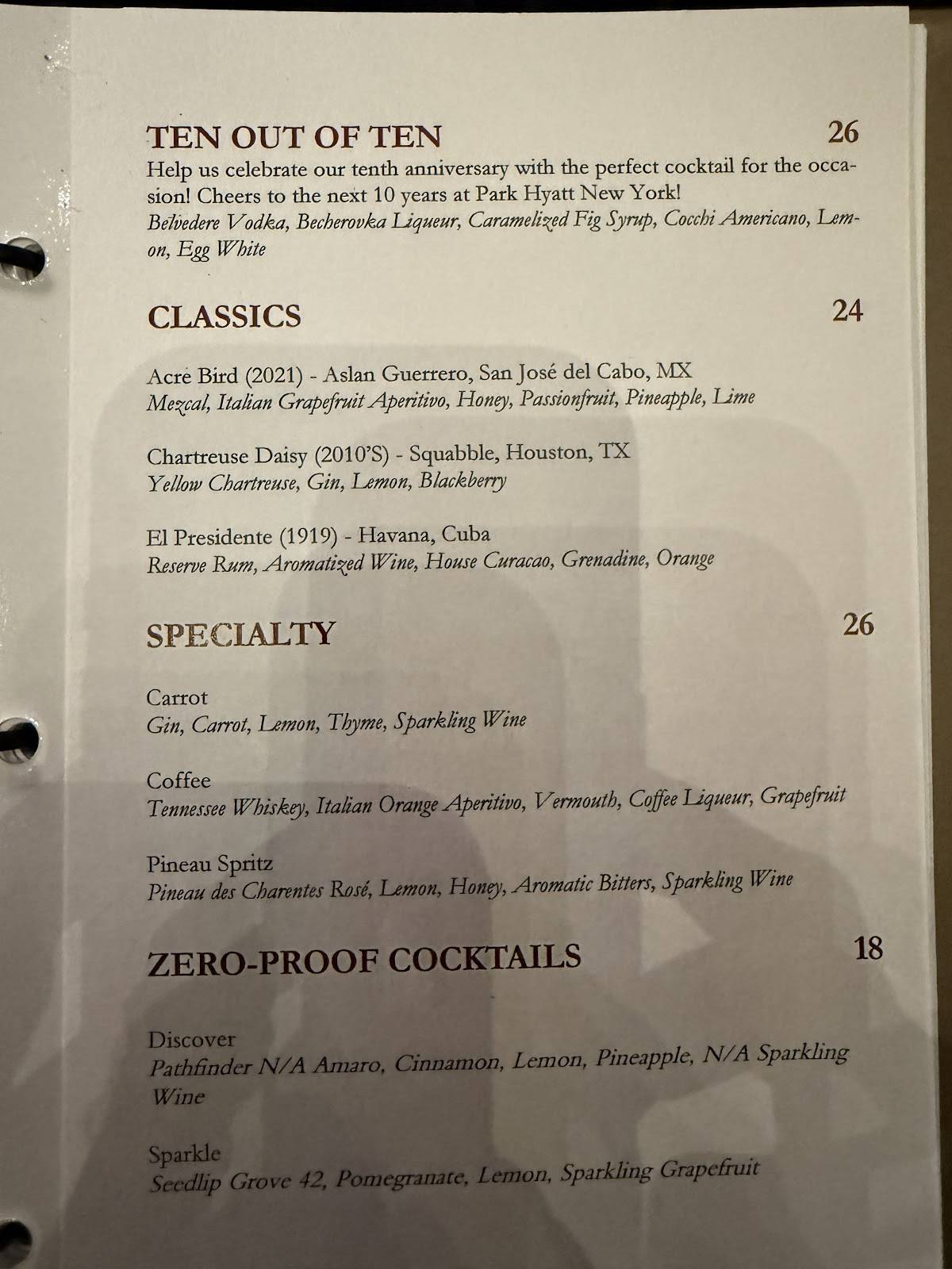 Menu at The Living Room Restaurant & Bar, West New York, 153 W 57th St