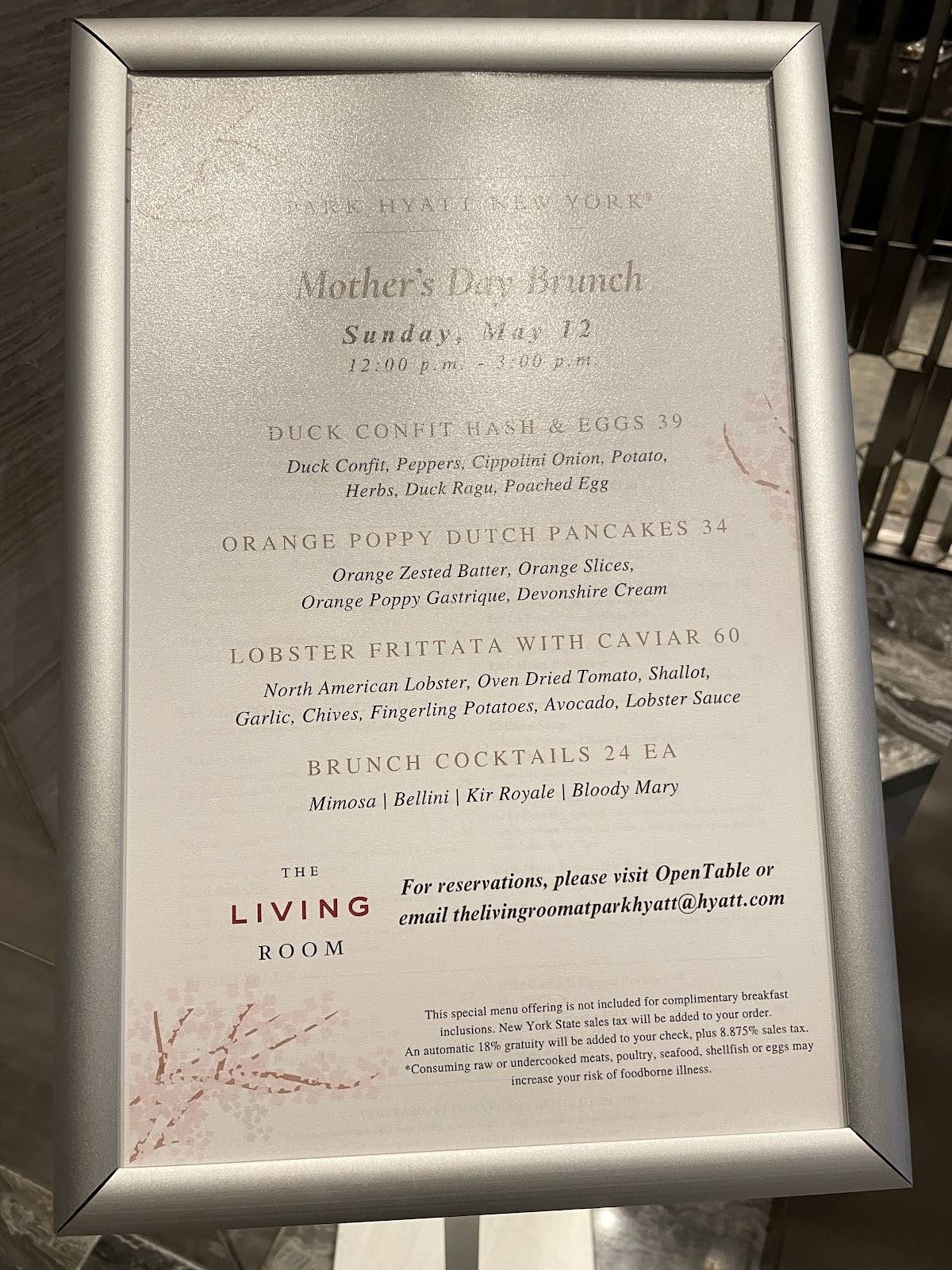 Menu at The Living Room Restaurant & Bar, West New York, 153 W 57th St