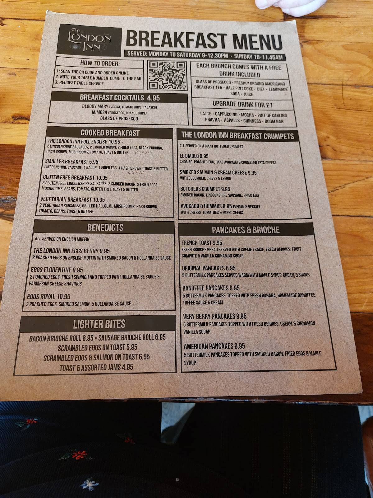 Menu at The London Inn pub & bar, Stamford
