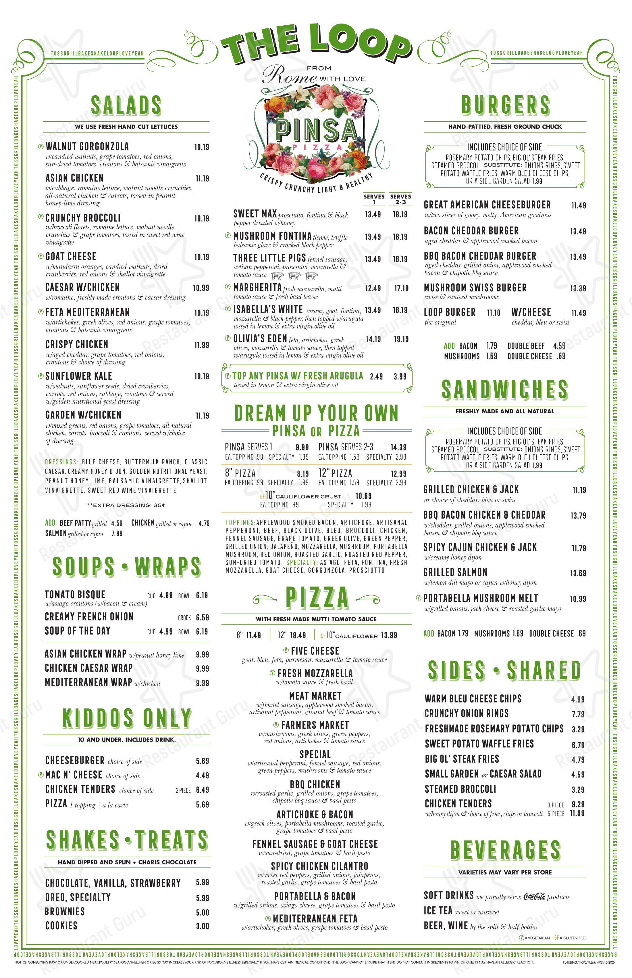 Menu at The Loop Restaurant, Jacksonville, State Rd 13 N Space 101