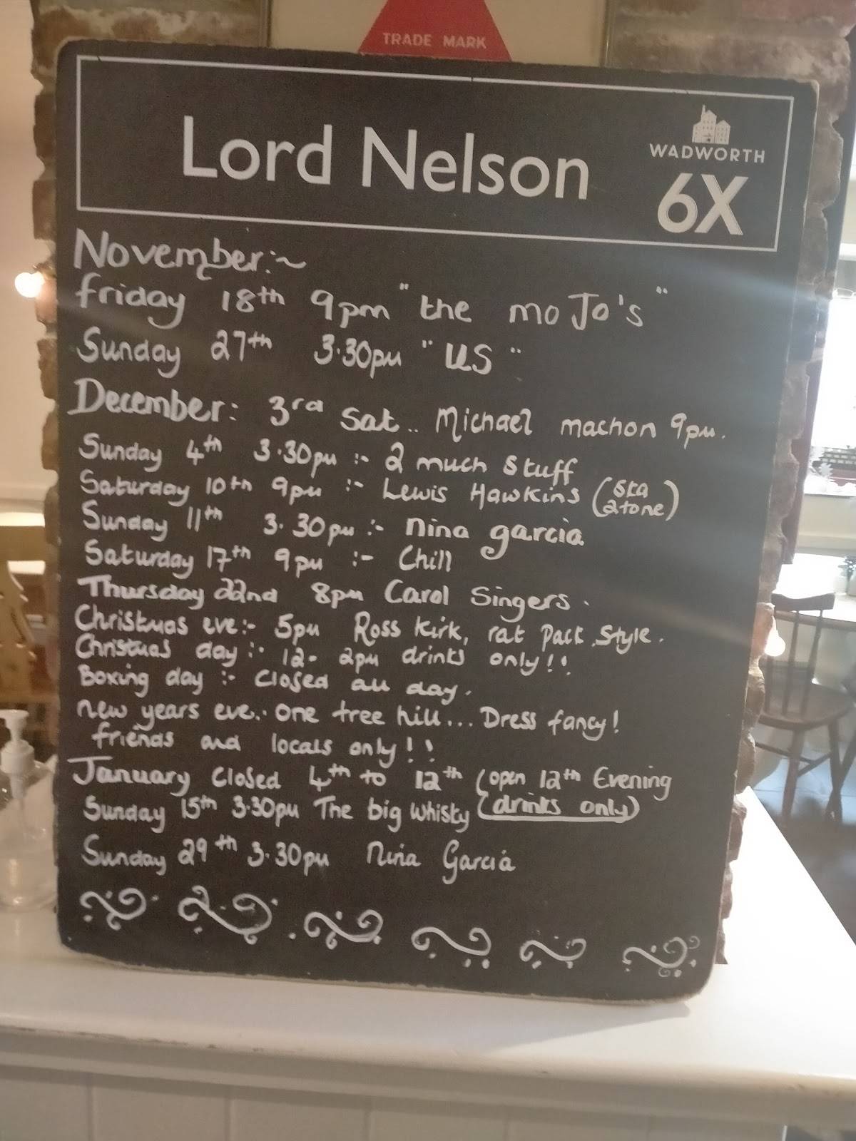 Menu at The Lord Nelson pub & bar, Stoke-sub-Hamdon, Rectory Ln