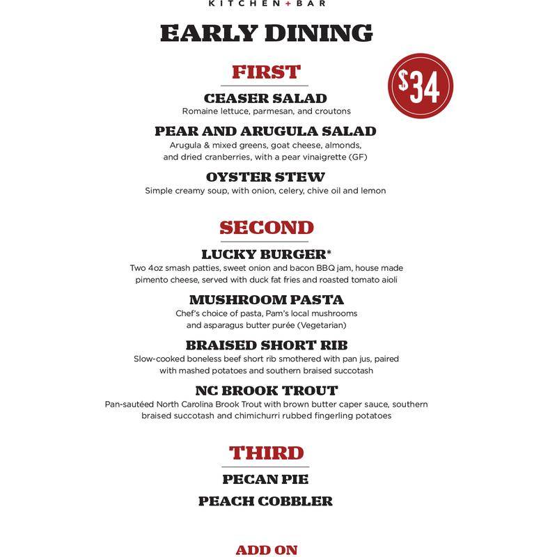 Menu at The Lucky Rooster Kitchen and Bar, Hilton Head Island