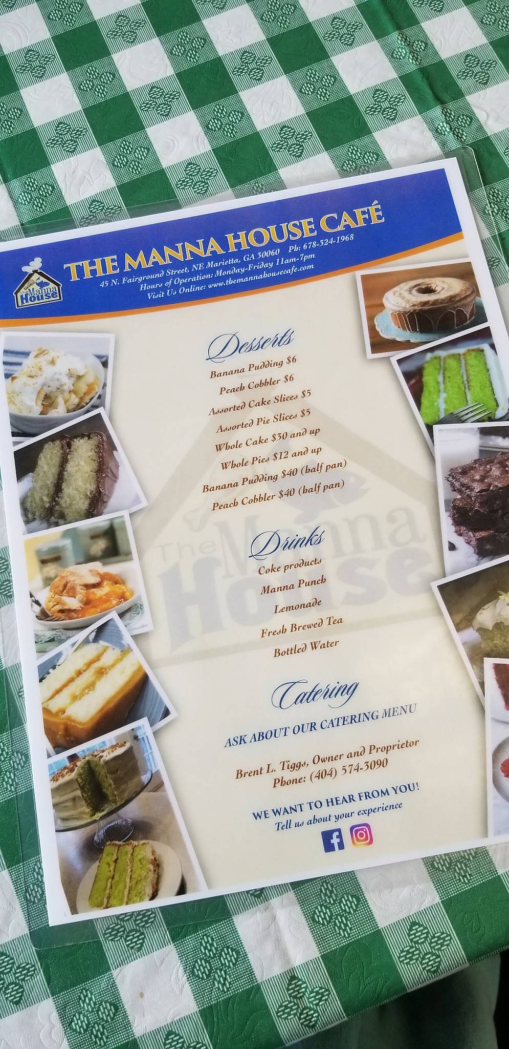 Menu at The Manna House Cafe, Marietta, 234 Windy Hill Rd