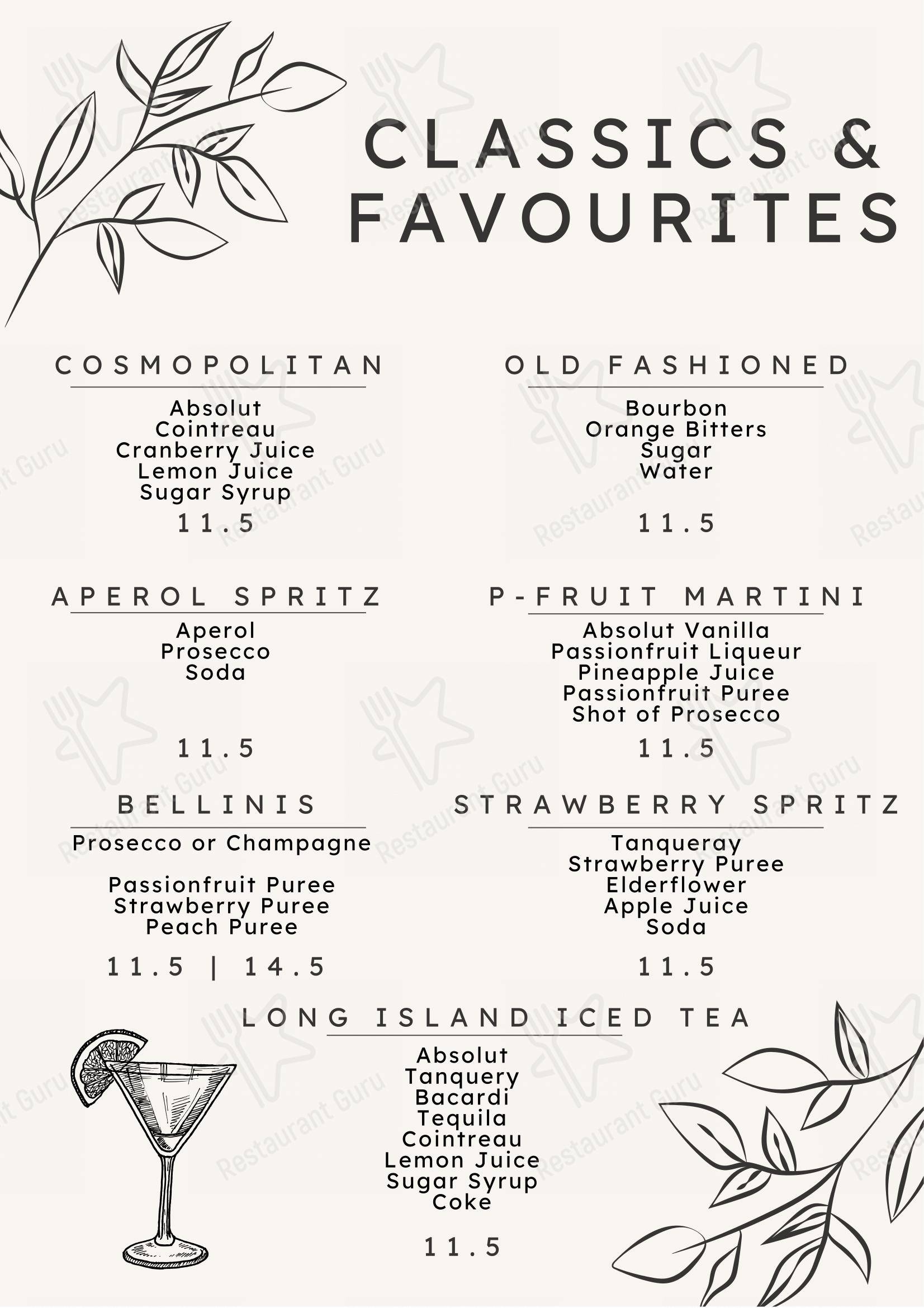 Menu at The Martins Arms pub & bar, Colston Bassett