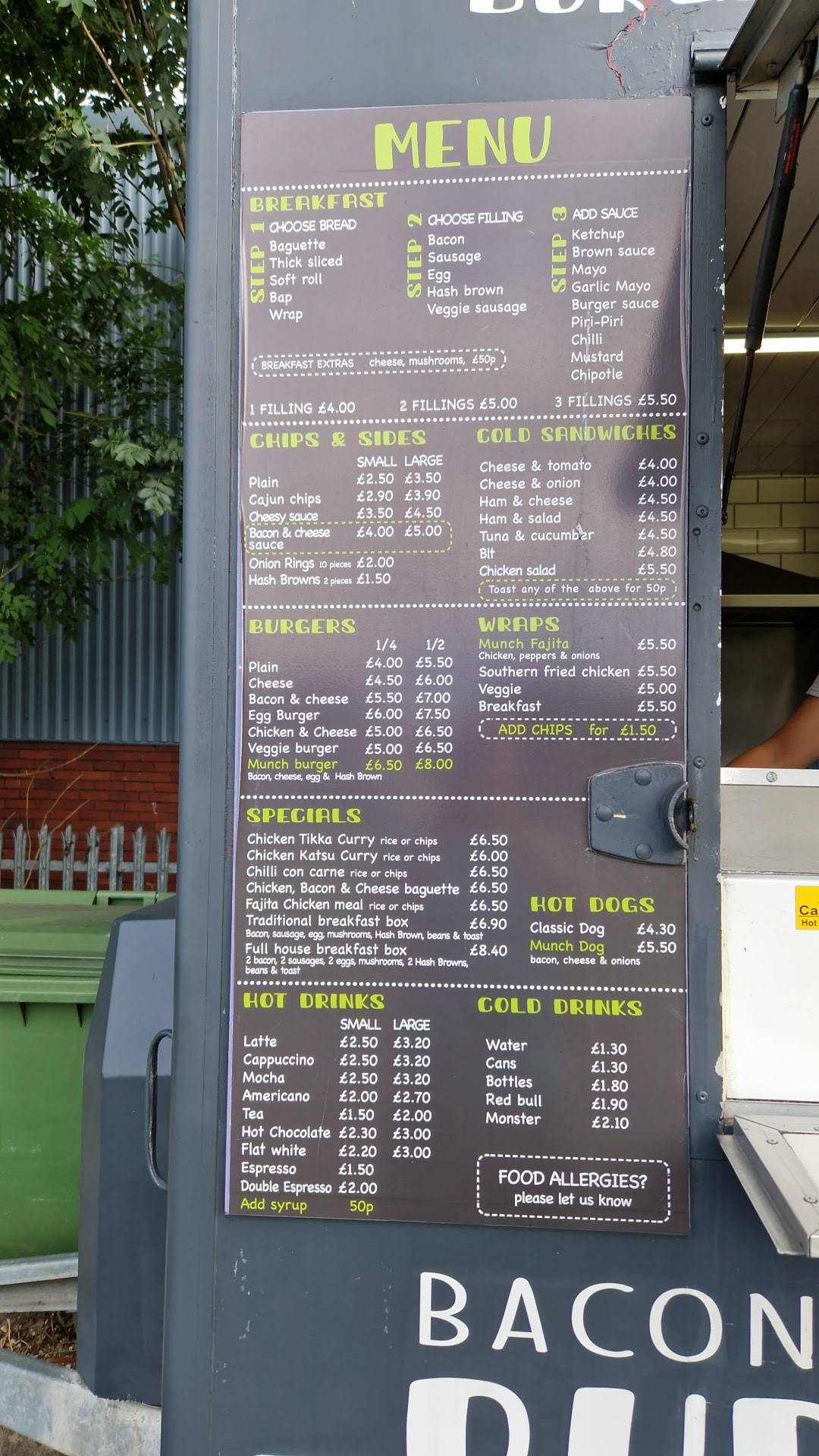 Menu at The Munch Box restaurant, Crawley