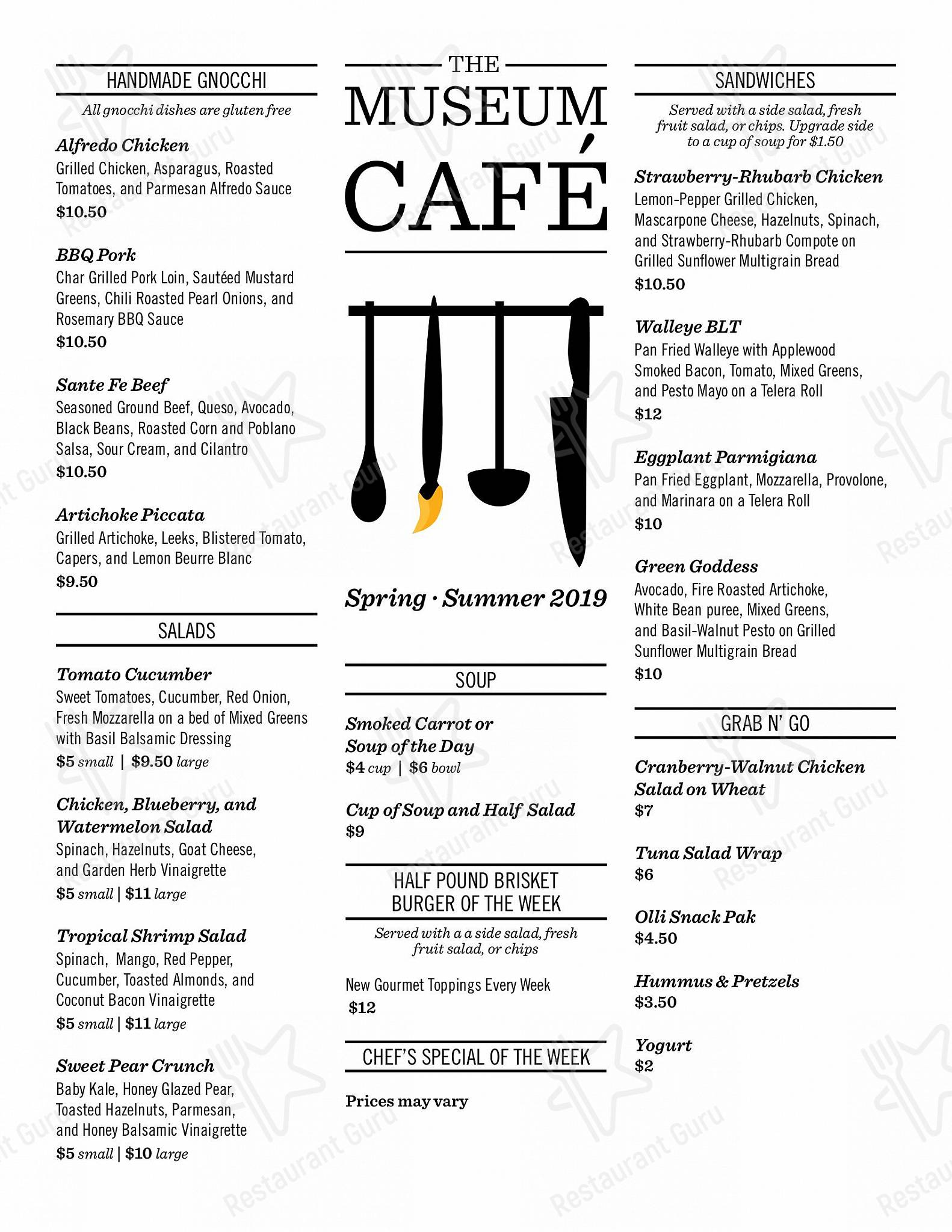 Menu at Museum Café cafe, Toledo