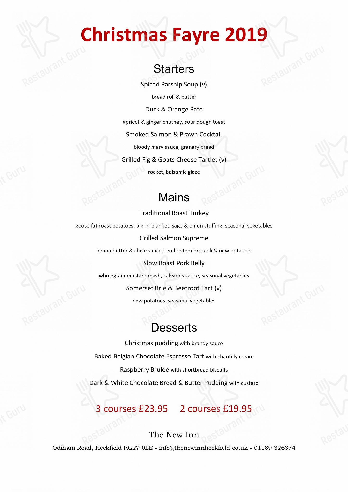 Menu at The New Inn at Heckfield pub & bar, Hook