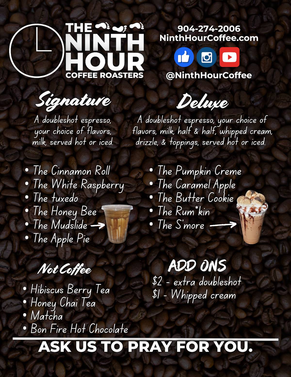 Menu at The Ninth Hour Coffee Roasters & Mobile Coffee Shop, Macclenny