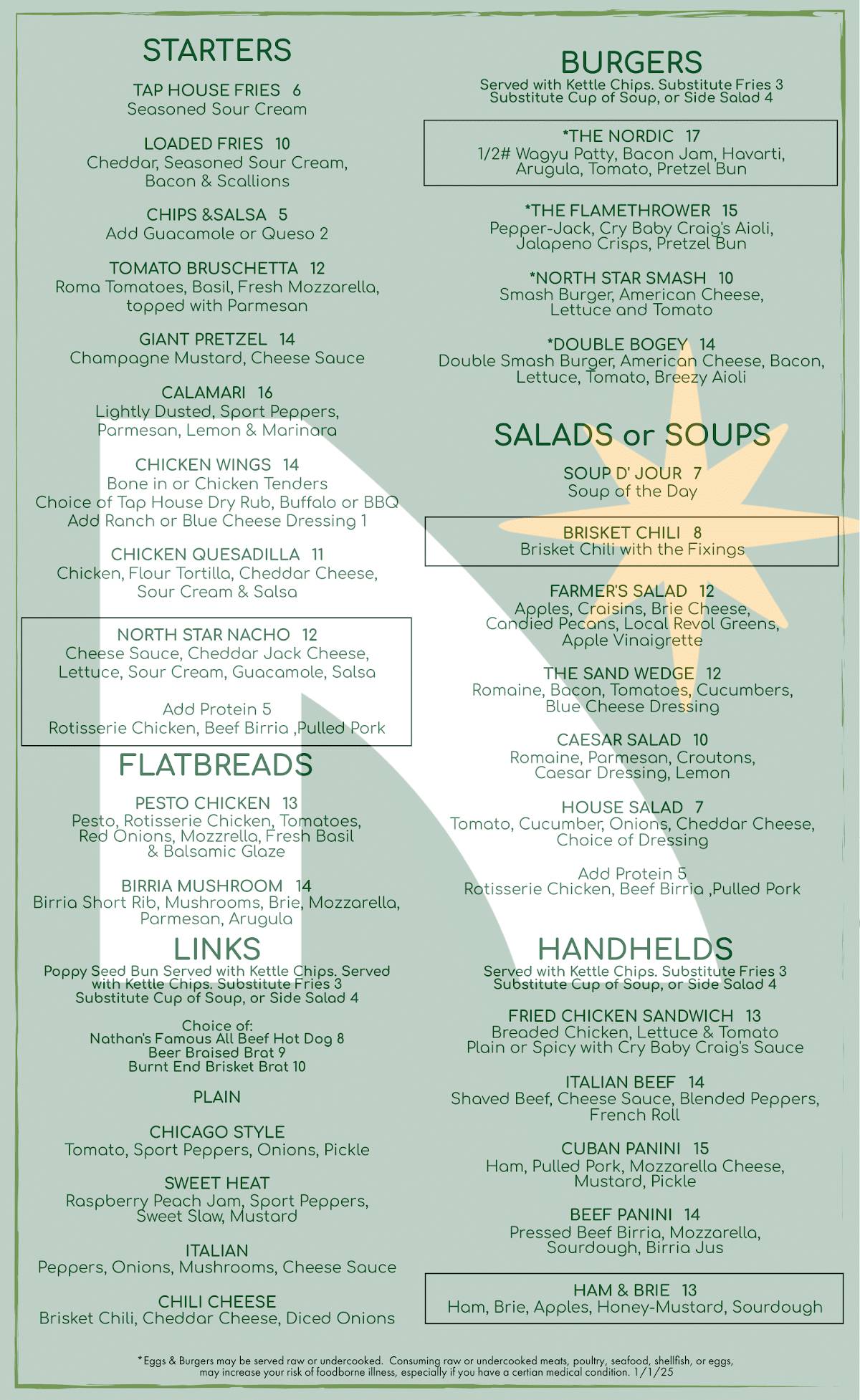 Menu at The North Star pub & bar, Pequot Lakes