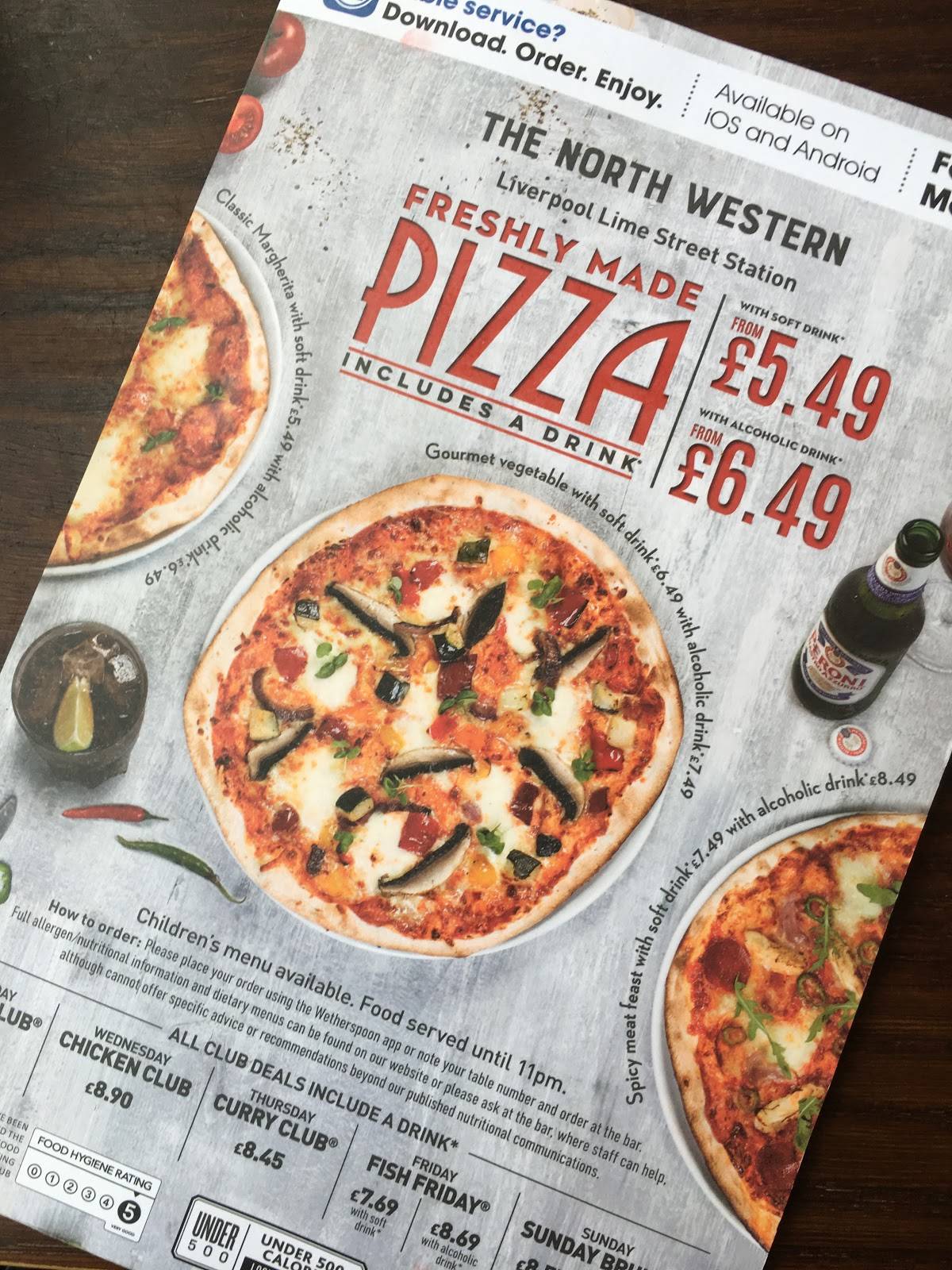Menu at The North Western - JD Wetherspoon pub & bar, Liverpool