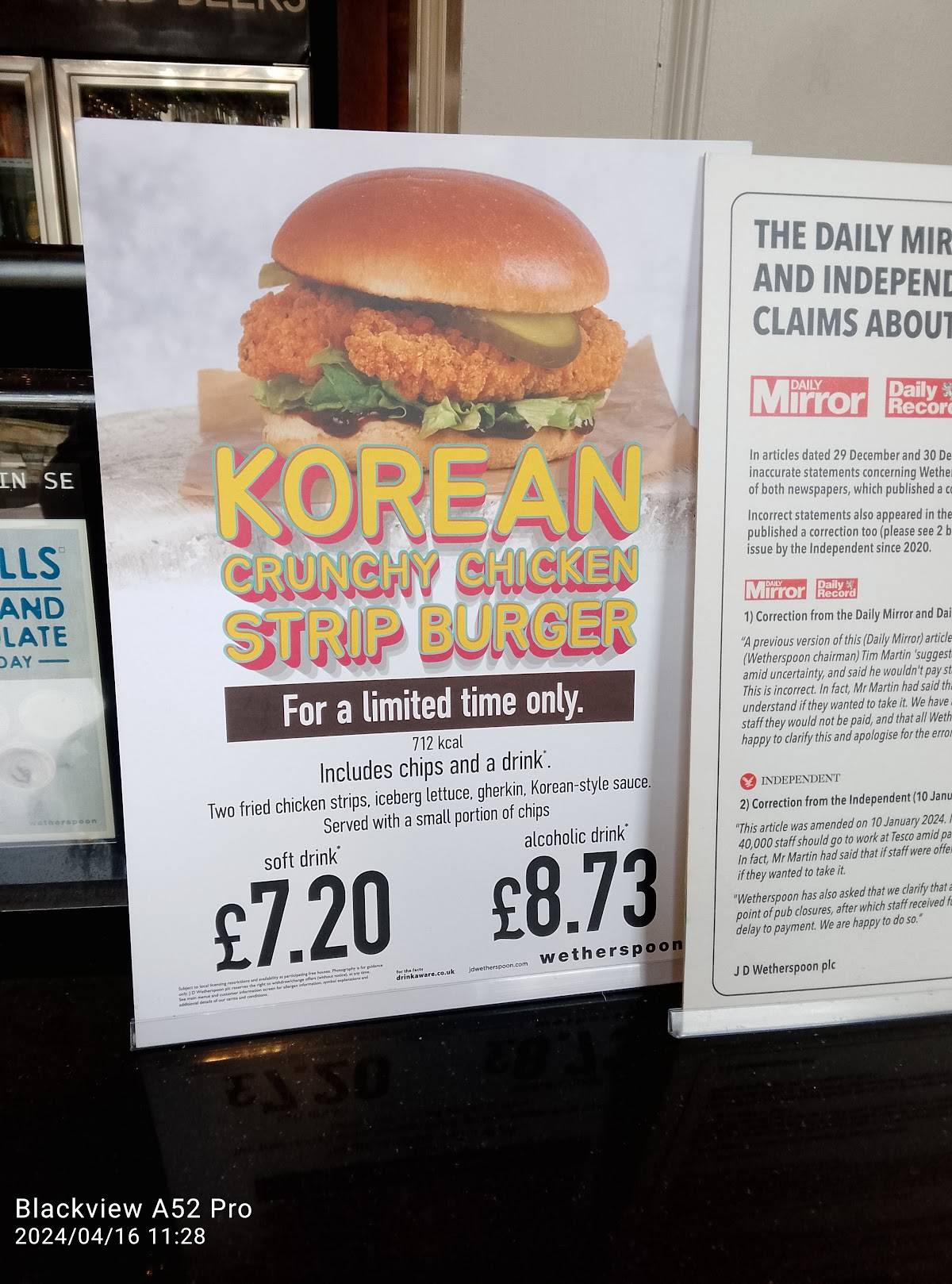 Menu at The North Western - JD Wetherspoon pub & bar, Liverpool