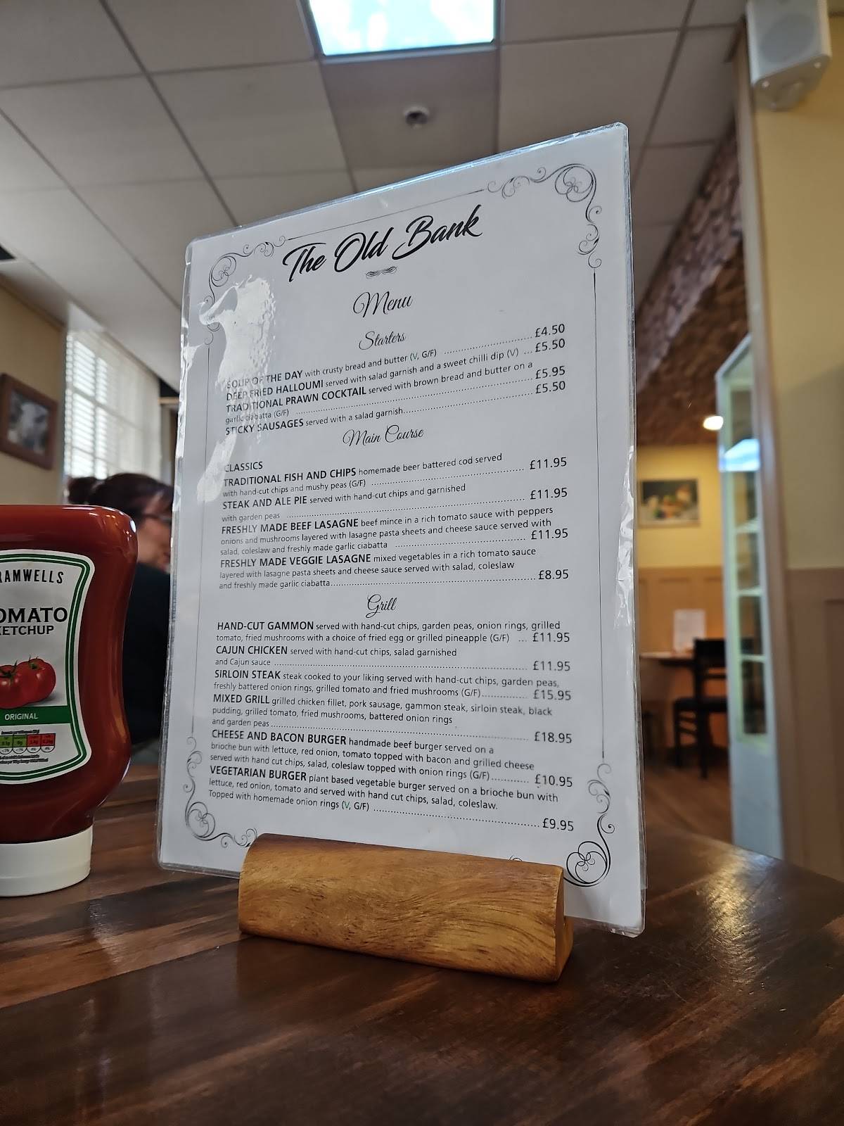 Menu at The Old Bank restaurant, Flint